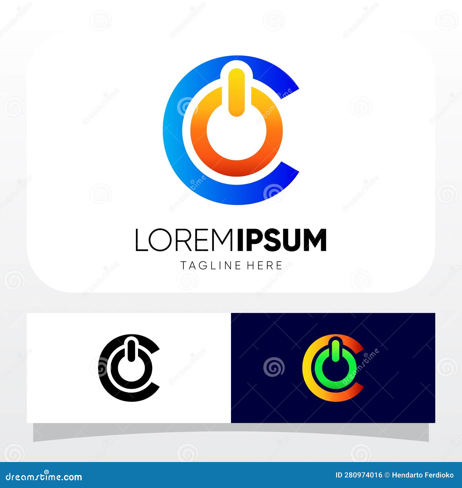 Letter C Initial Power Button Logo Design Vector Icon Graphic Emblem ...