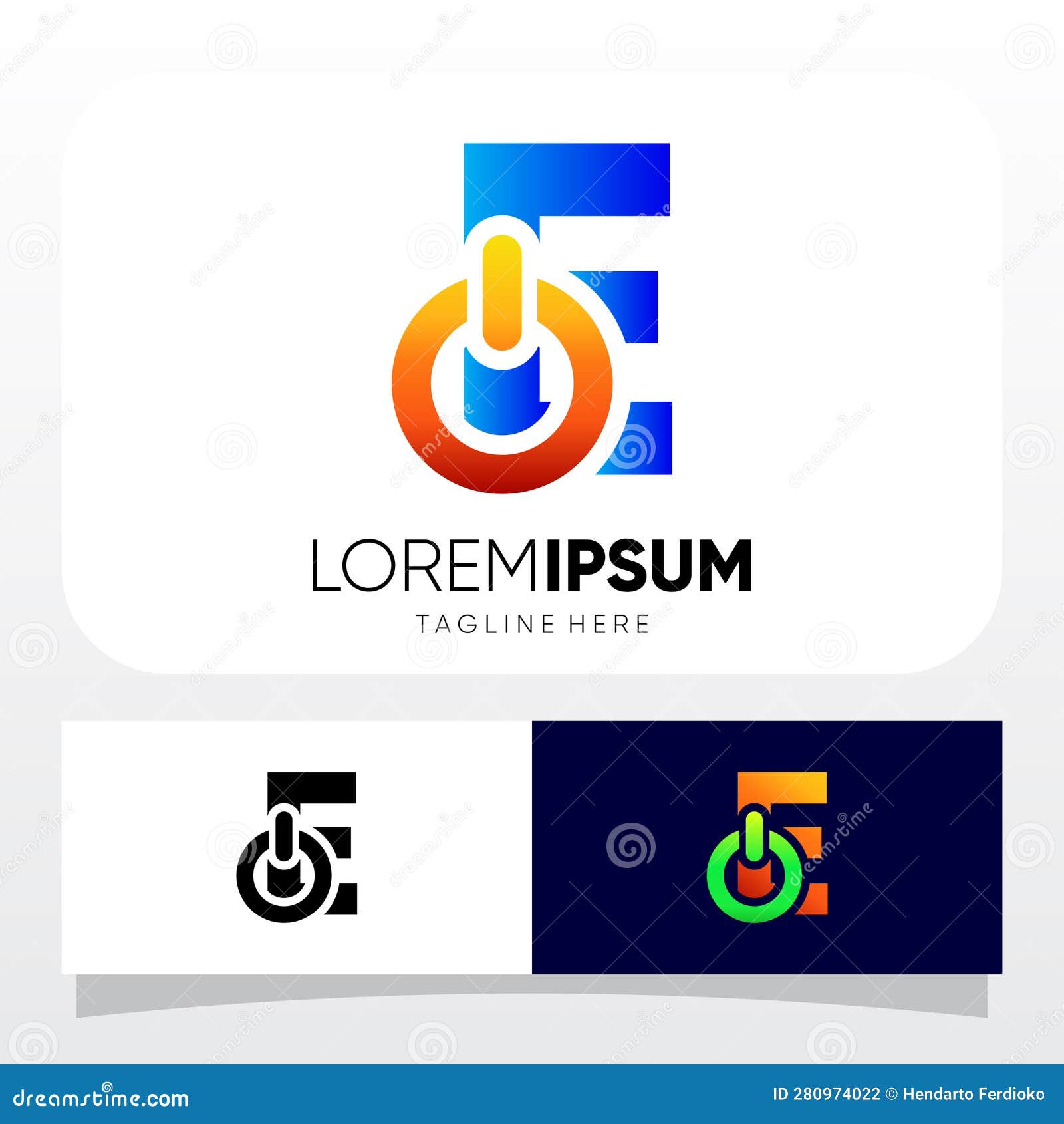 Letter E Initial Power Button Logo Design Vector Icon Graphic Emblem ...