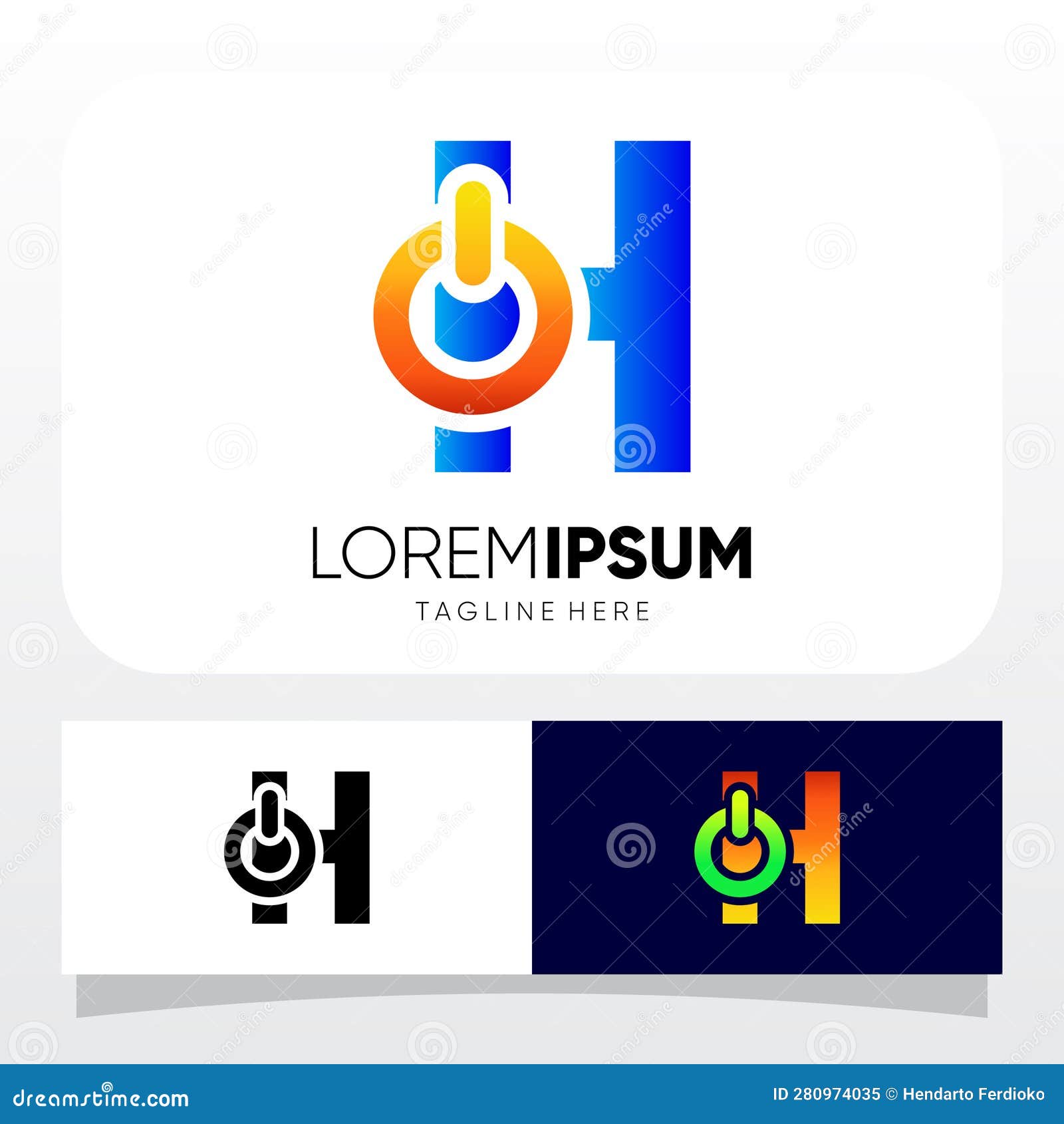 Letter H Initial Power Button Logo Design Vector Icon Graphic Emblem ...