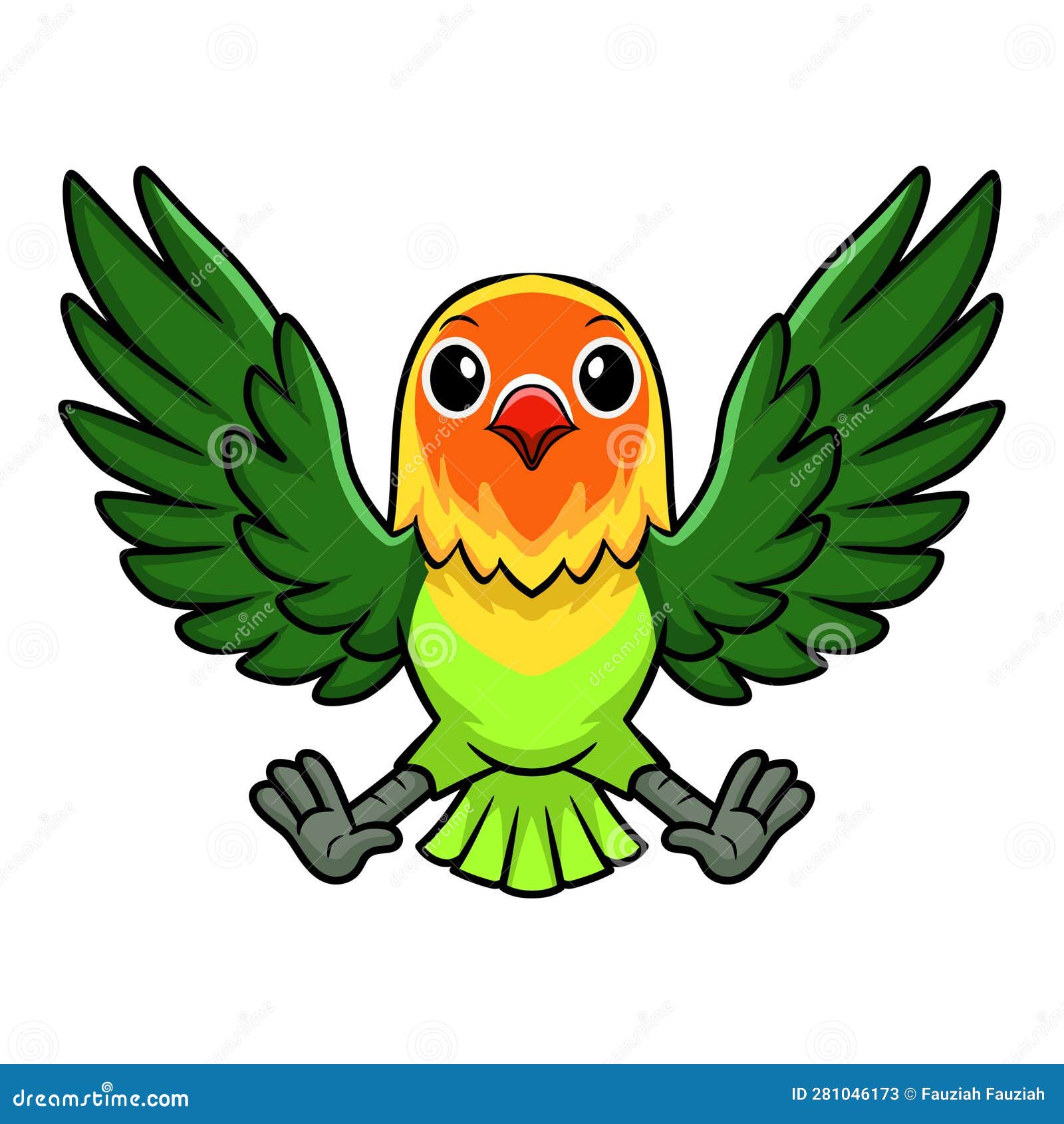 Cute Fischer Love Bird Cartoon Waving Hand Vector Illustration ...