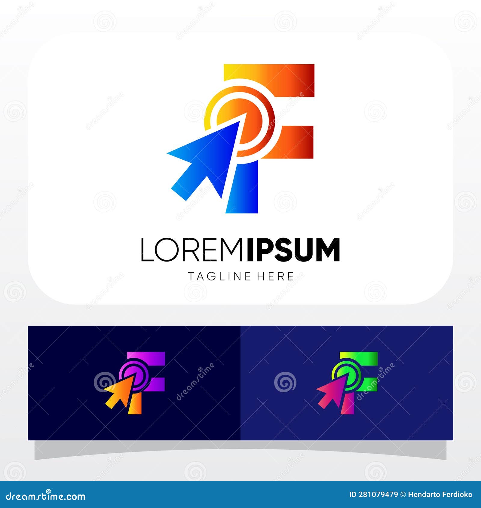 Letter F Mouse Cursor Pointer Logo Design Vector Icon Graphic ...