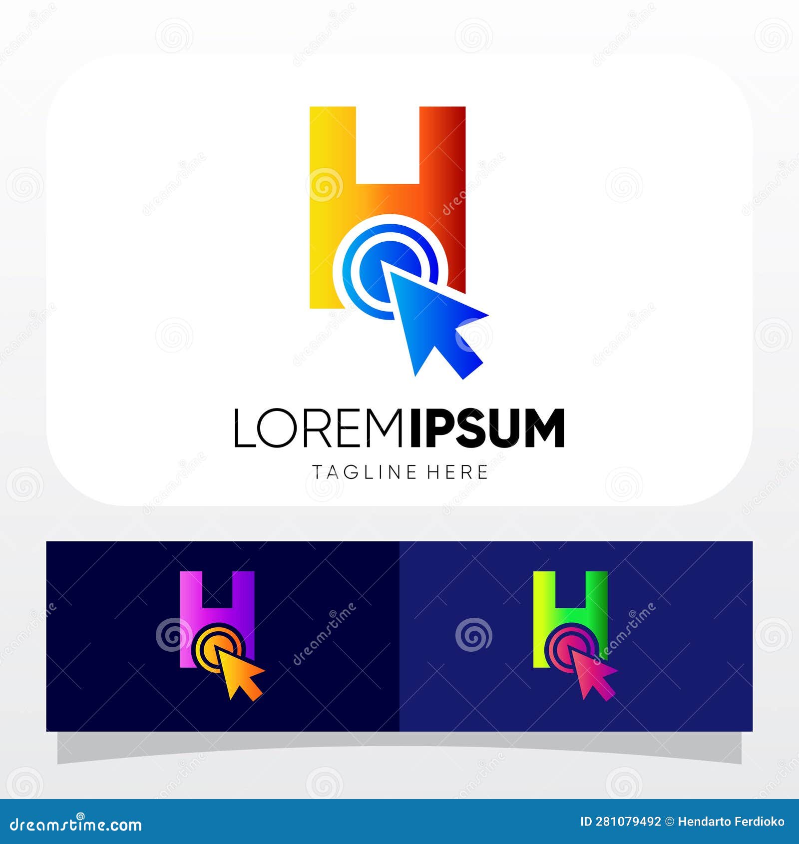 Letter H Mouse Cursor Pointer Logo Design Vector Icon Graphic ...