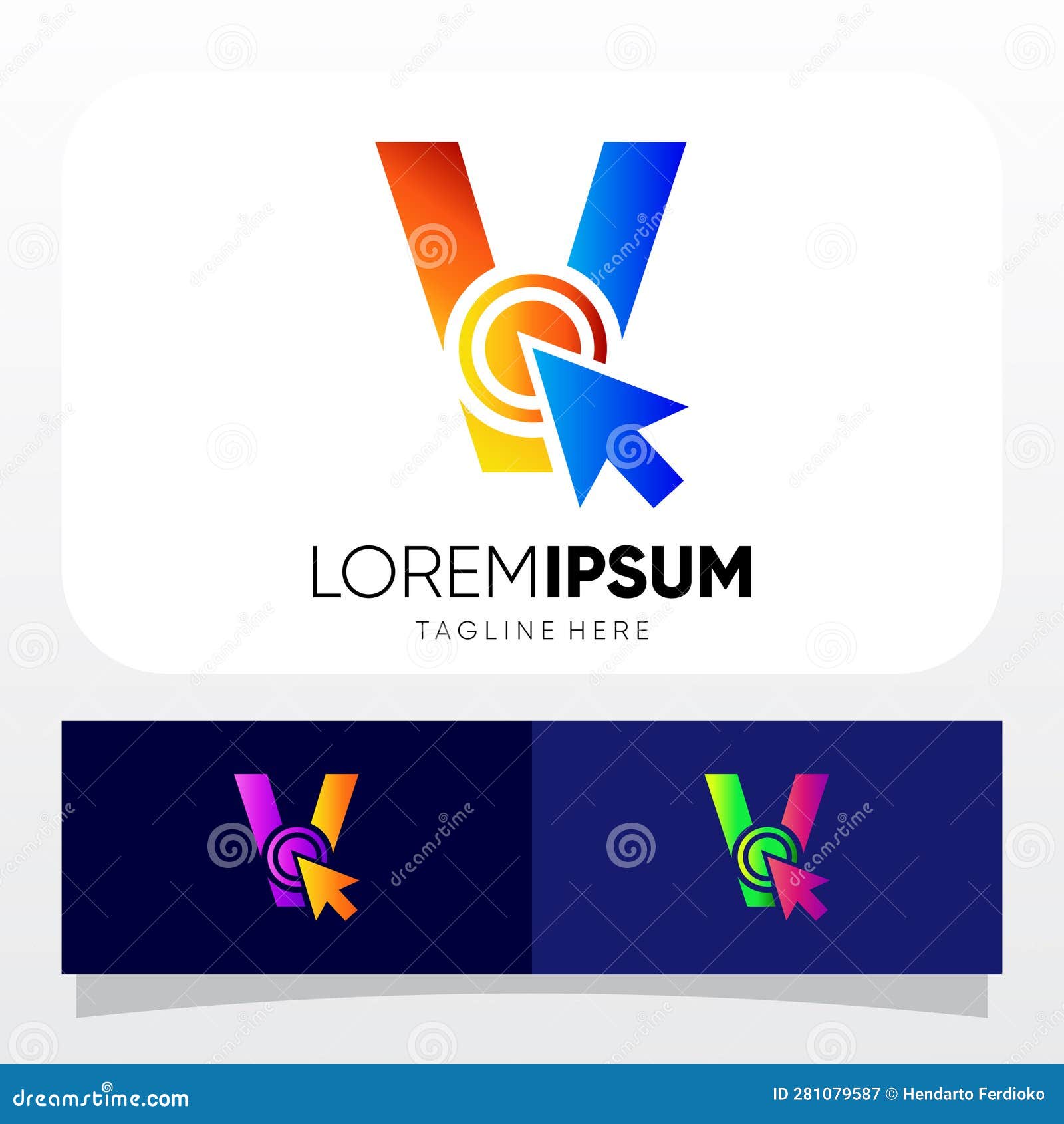 Letter V Mouse Cursor Pointer Logo Design Vector Icon Graphic ...