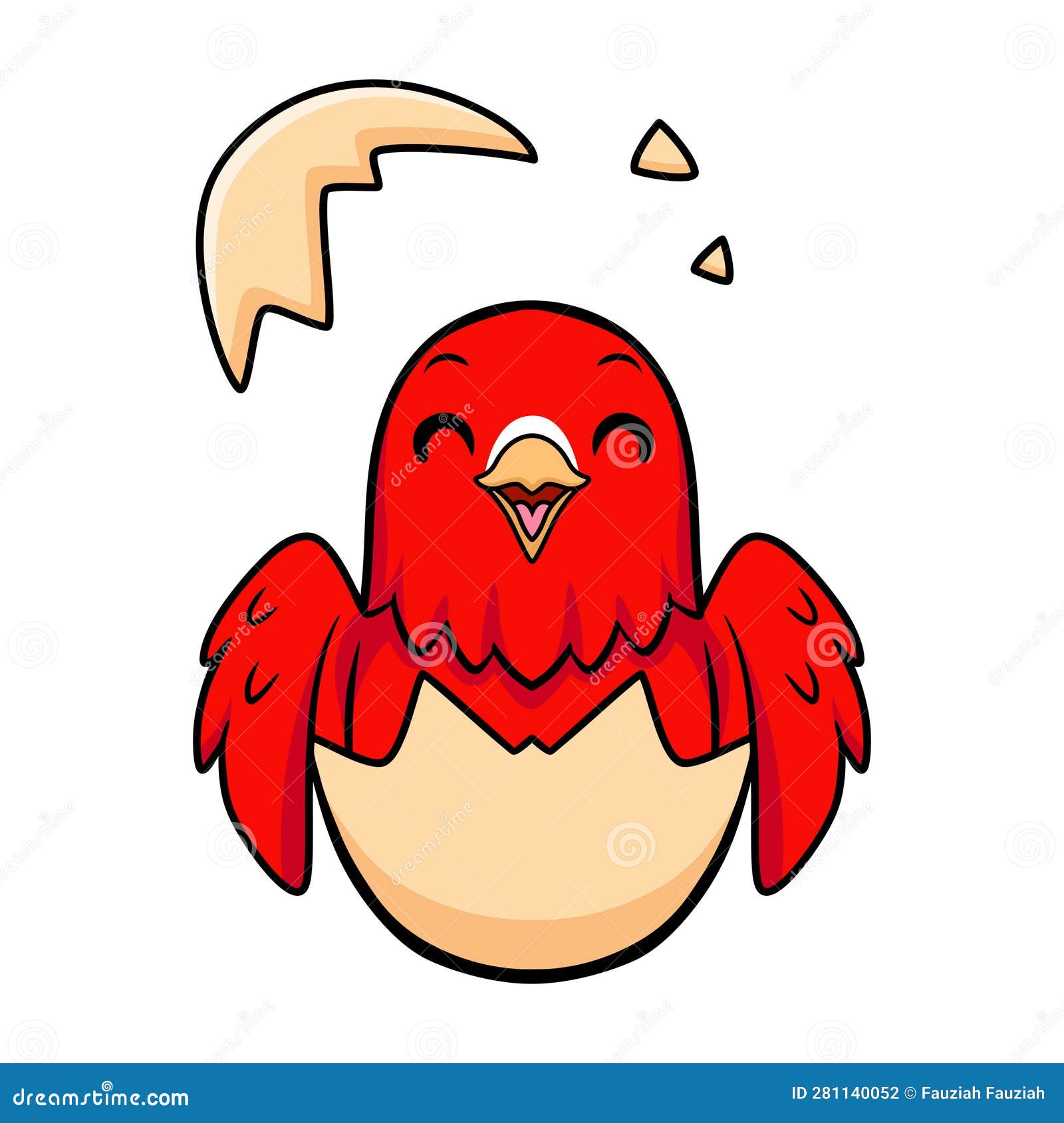 Cute Red Suffusion Lovebird Cartoon Inside from Egg Stock Vector ...