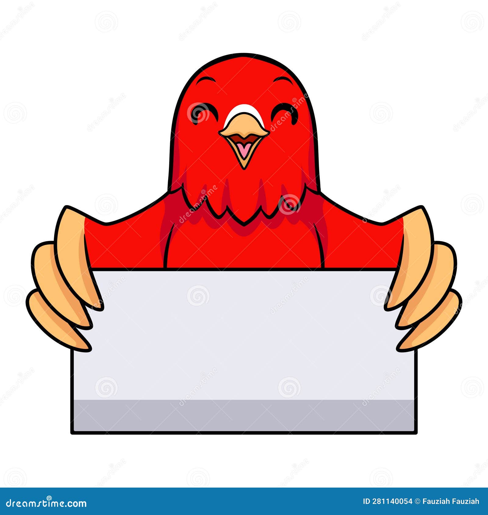 Cute Red Suffusion Lovebird Cartoon Holding Blank Sign Stock Vector ...