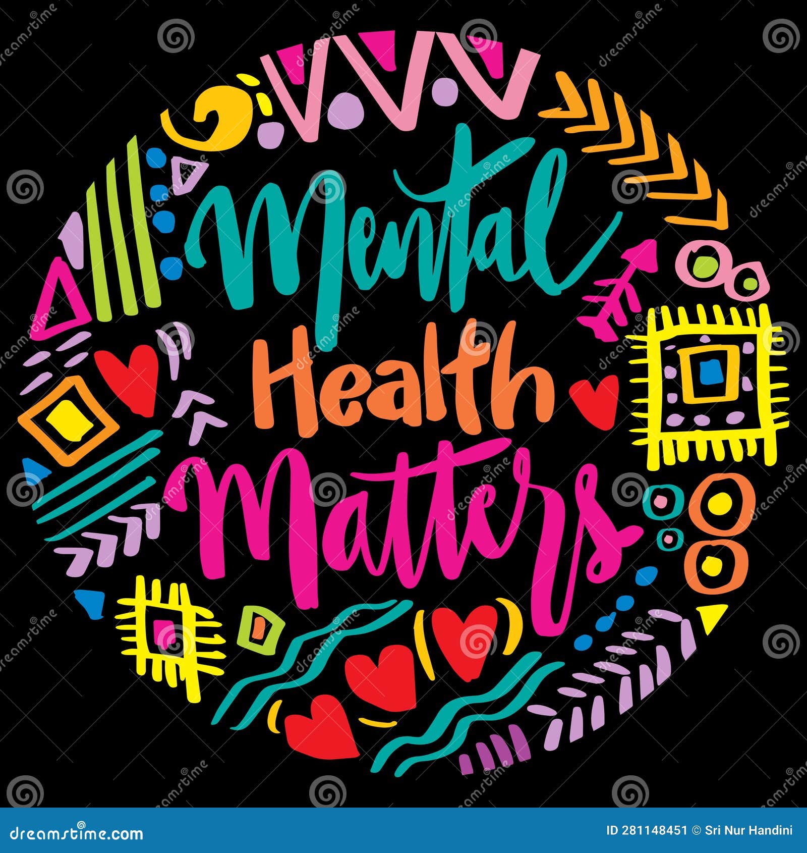 Mental Health Matters Hand Lettering Stock Illustration