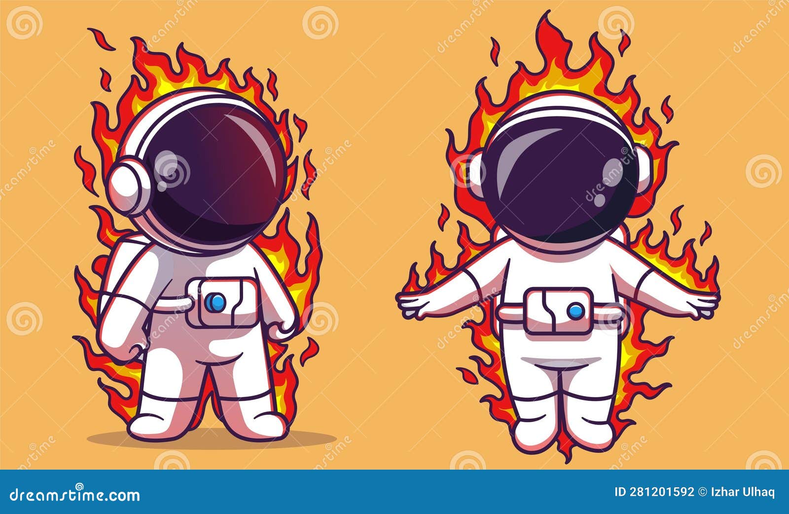 Cute Astronaut Flying with Fire Cartoon Vector Icon Illustration ...