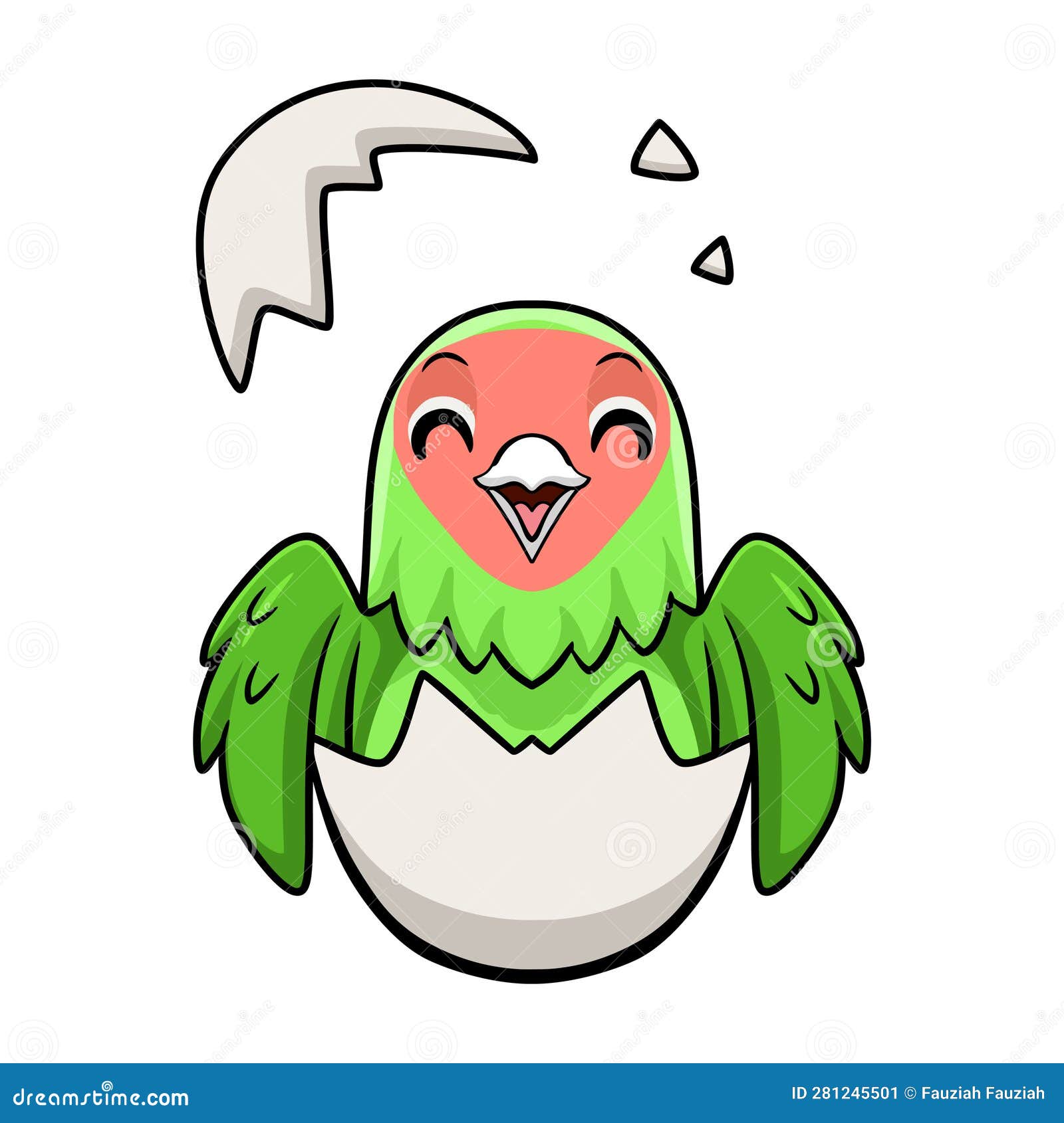 Cute Peach Faced Love Bird Cartoon Inside from Egg Stock Vector ...