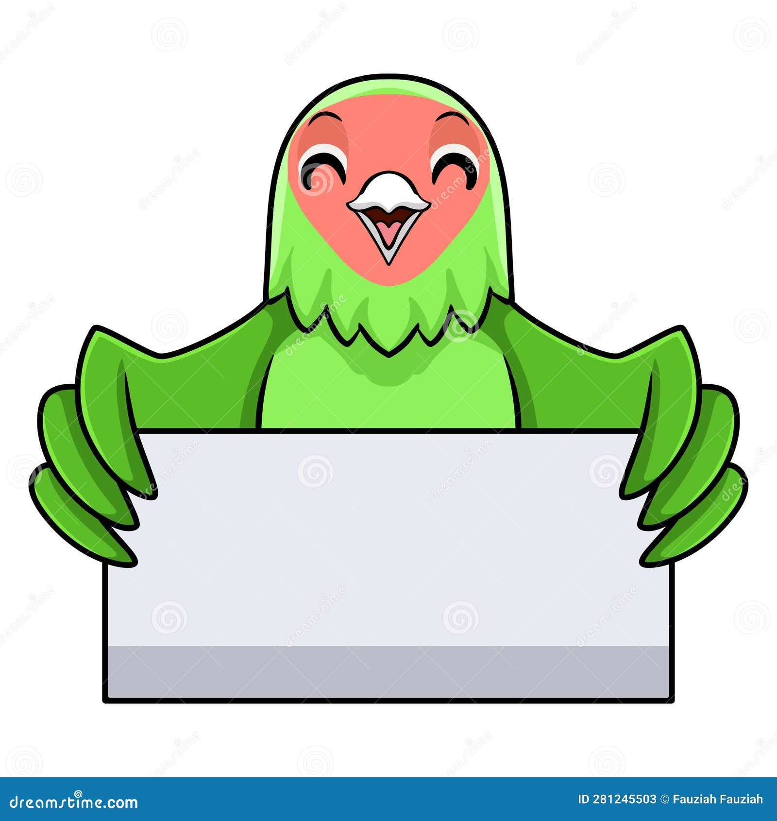 Cute Peach Faced Love Bird Cartoon Holding Blank Sign Stock Vector ...