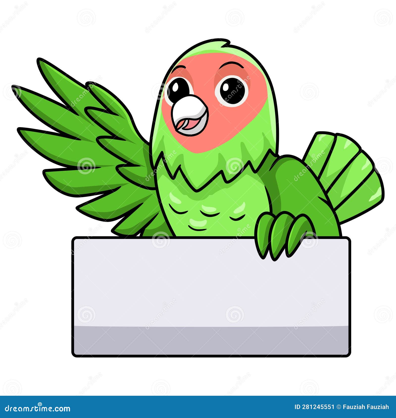 Cute Peach Faced Love Bird Cartoon Waving Hand Stock Vector ...