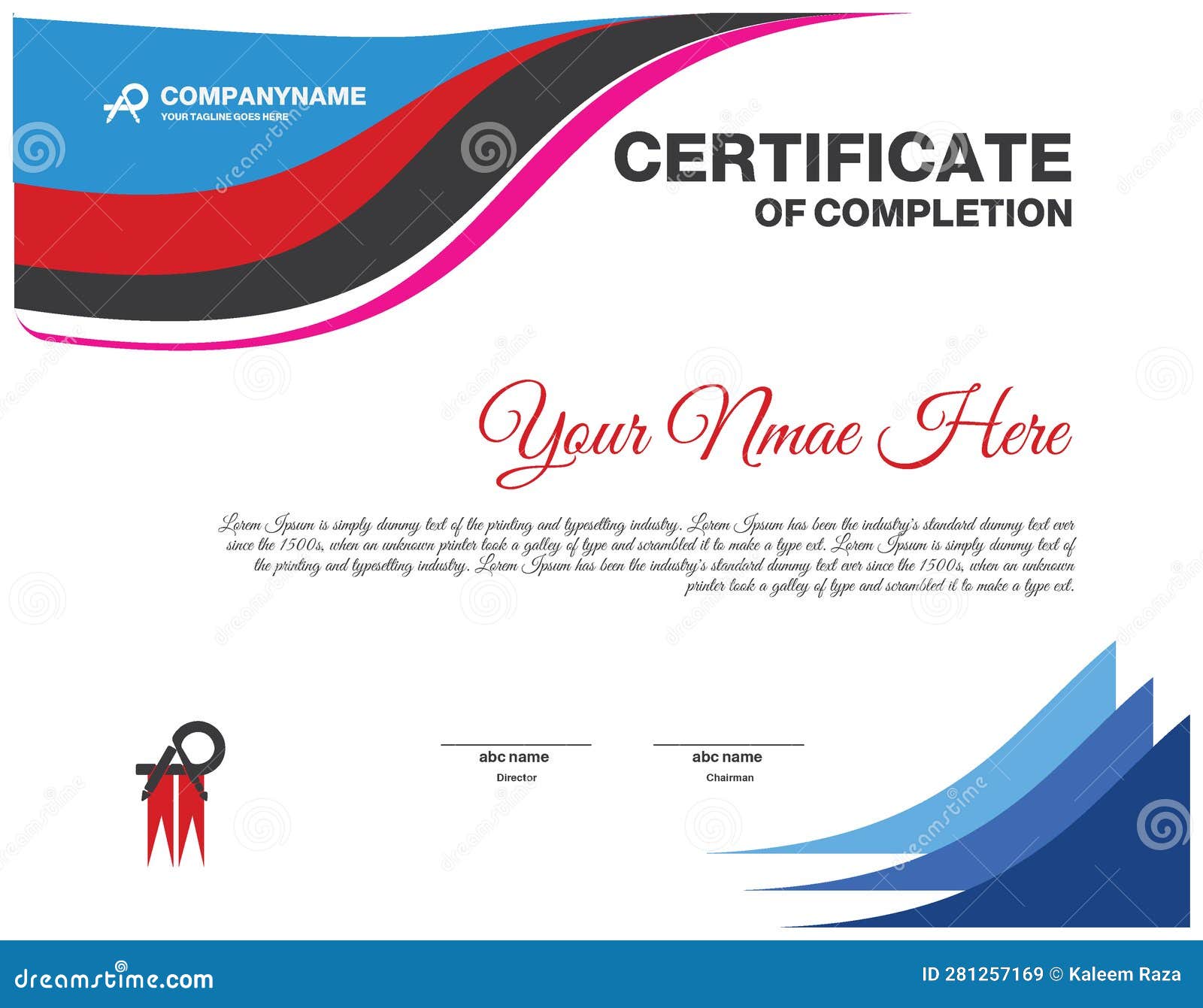 Beautiful Certificate of Completion for Company or Diploma with Stamp ...