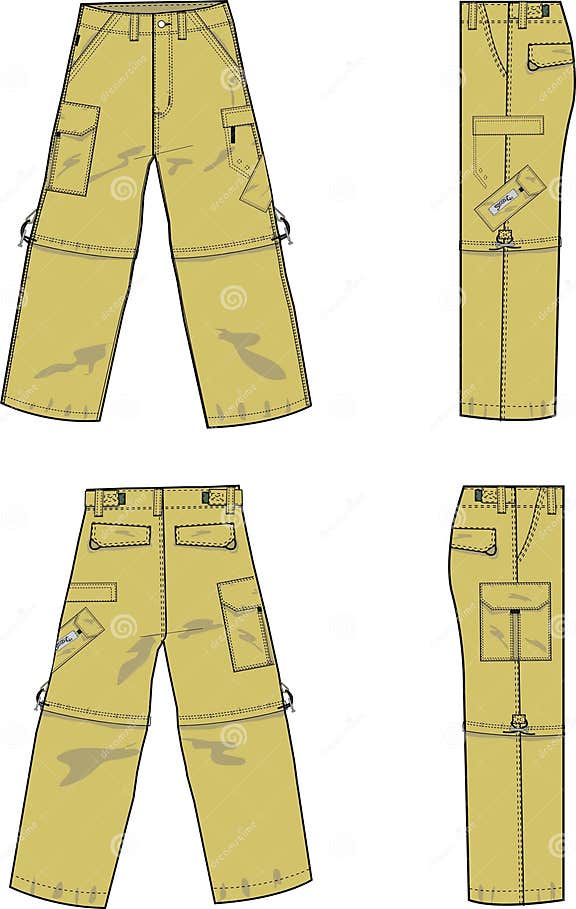 Unisex Bottom Wear Cargo Pant Trouser Stock Vector - Illustration of ...