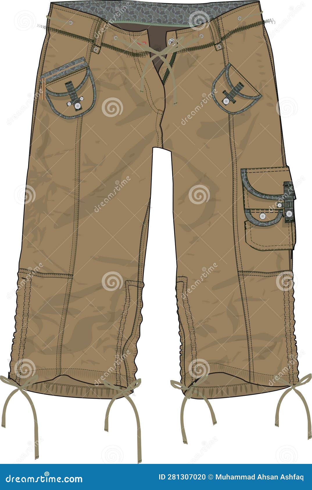 Unisex Bottom Wear Cargo Pant Trouser Stock Vector - Illustration of ...