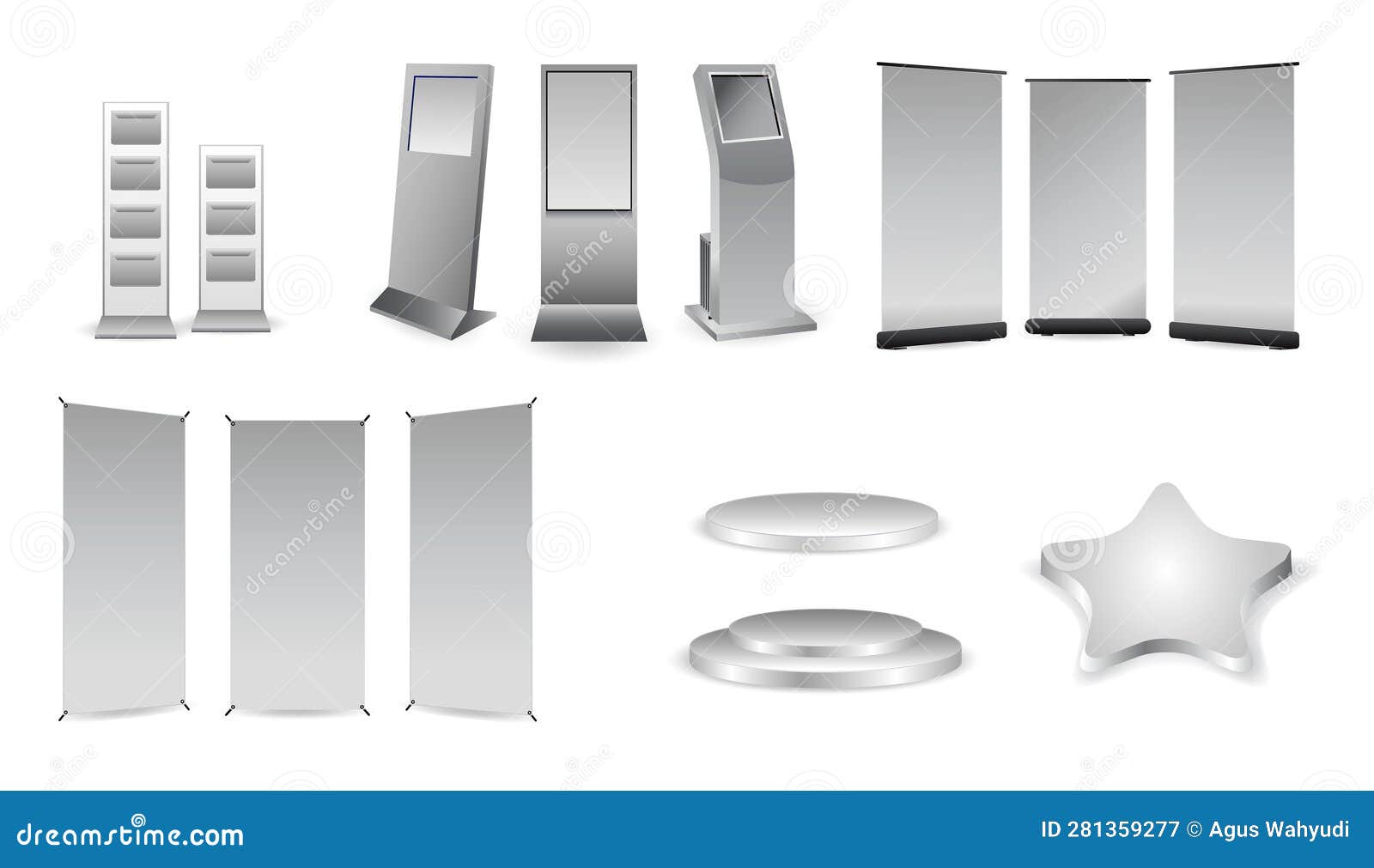 Set of Realistic Trade Exhibition Banner Stand or White Blank ...