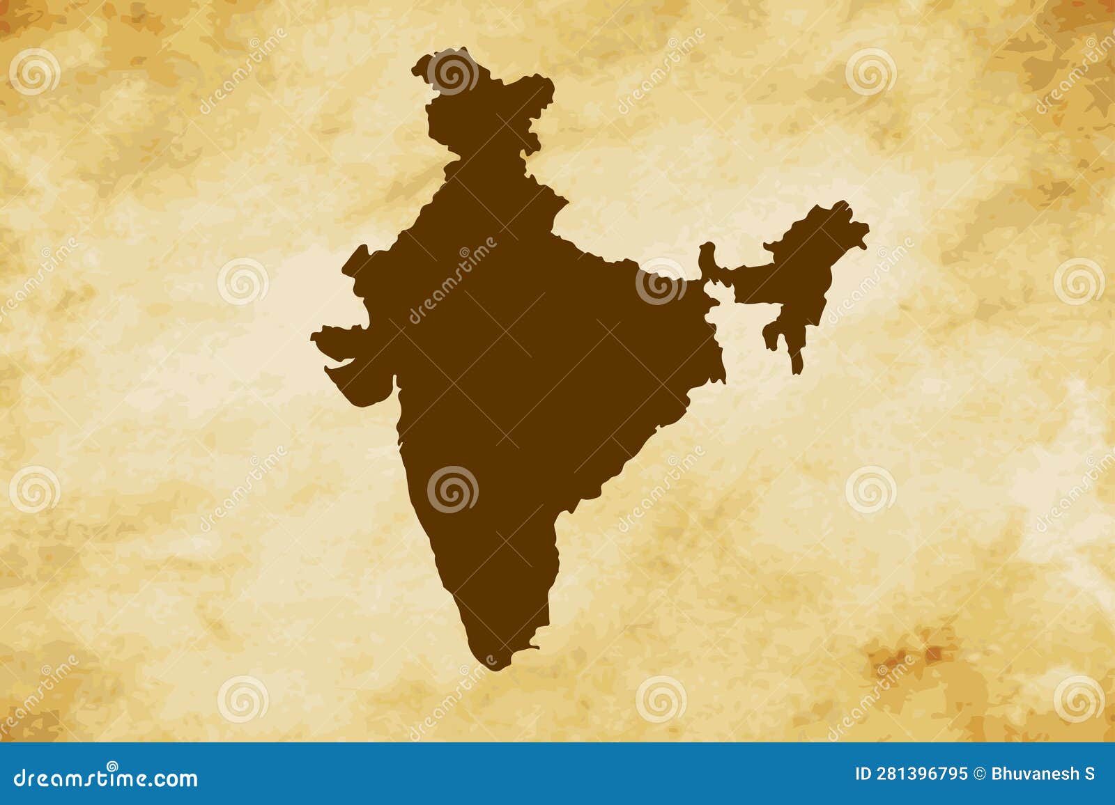 Brown Map of Country India Isolated on Old Paper Grunge Texture ...