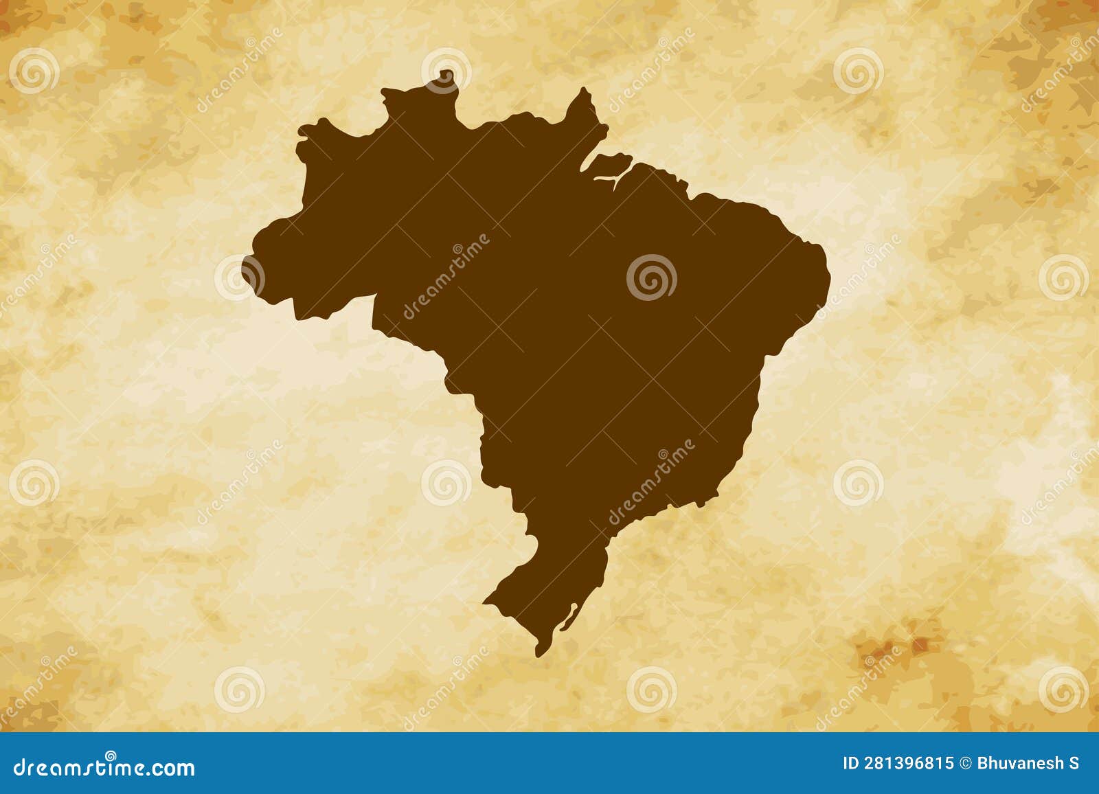Brown Map of Country Brazil Isolated on Old Paper Grunge Texture ...