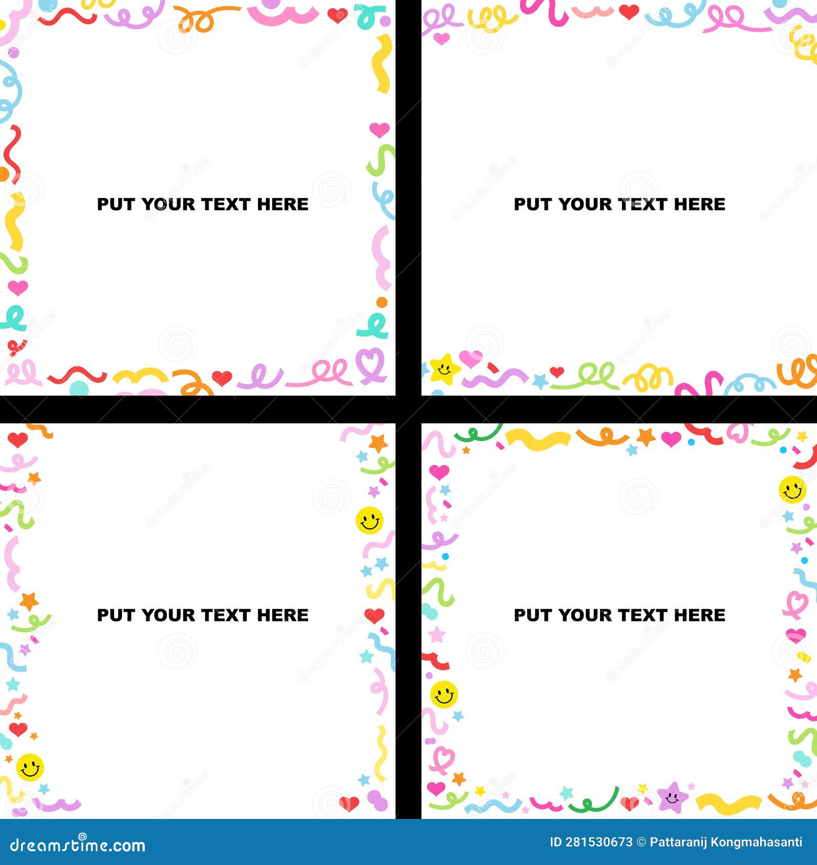 Cute Set of Abstract Doodle Square Frames, Banners, Social Media Post ...