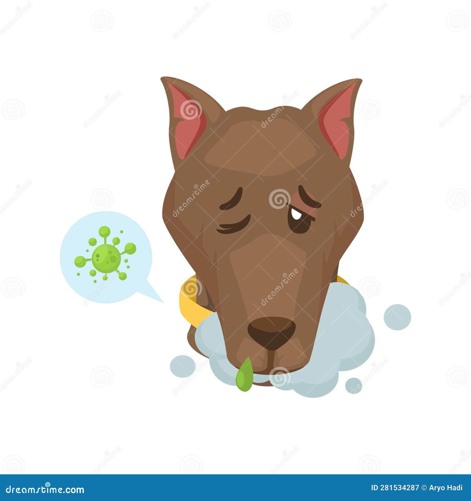 Dog Foaming at the Mouth Sick Rabies Animal Healthcare Symbol Cartoon ...