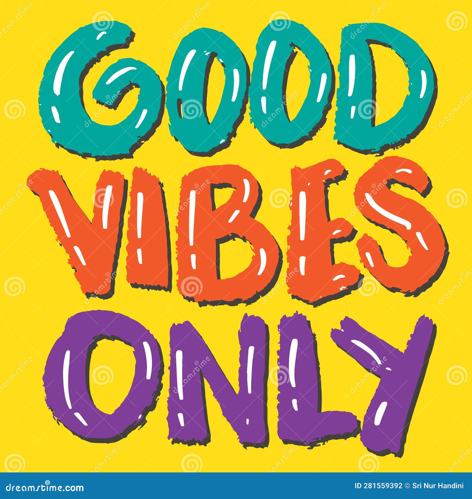 Grunge Text Good Vibes only, Hand Lettering. Stock Vector ...