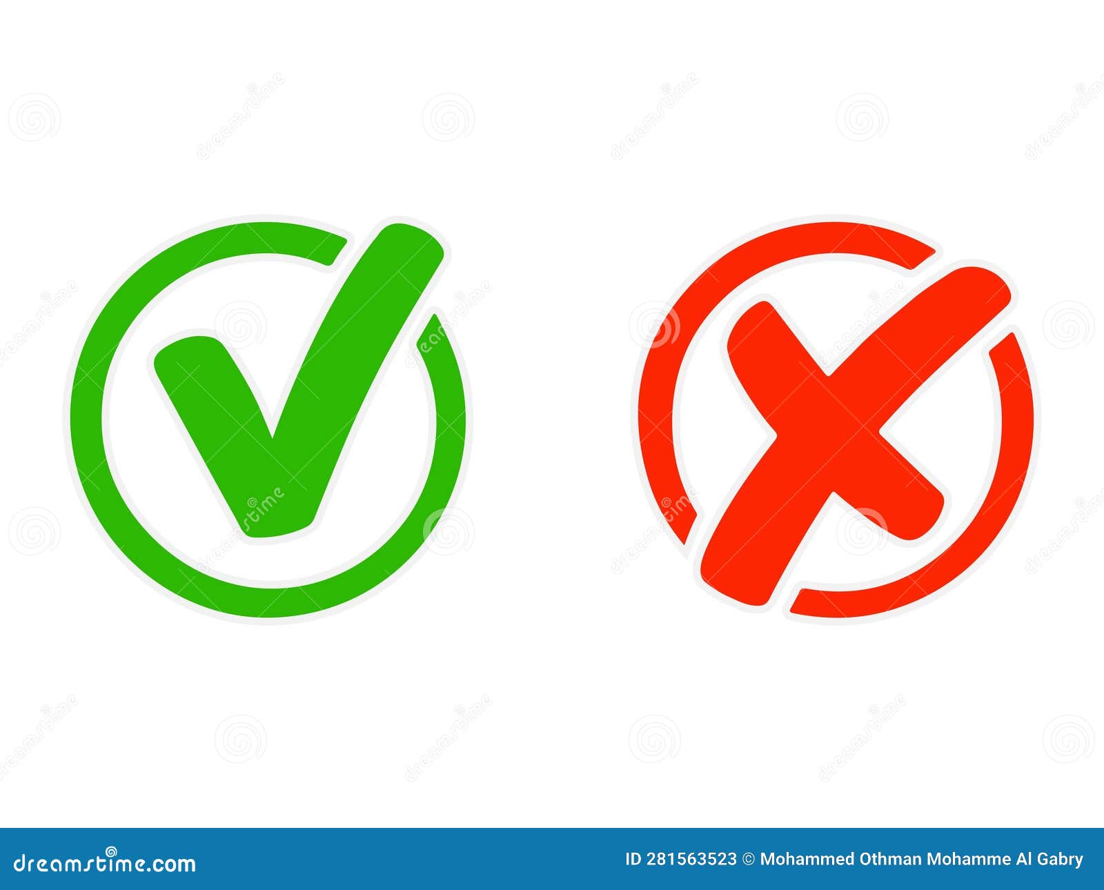 Yes or No Illustration. Check Mark Icon. Right and Wrong, Check Symbol ...