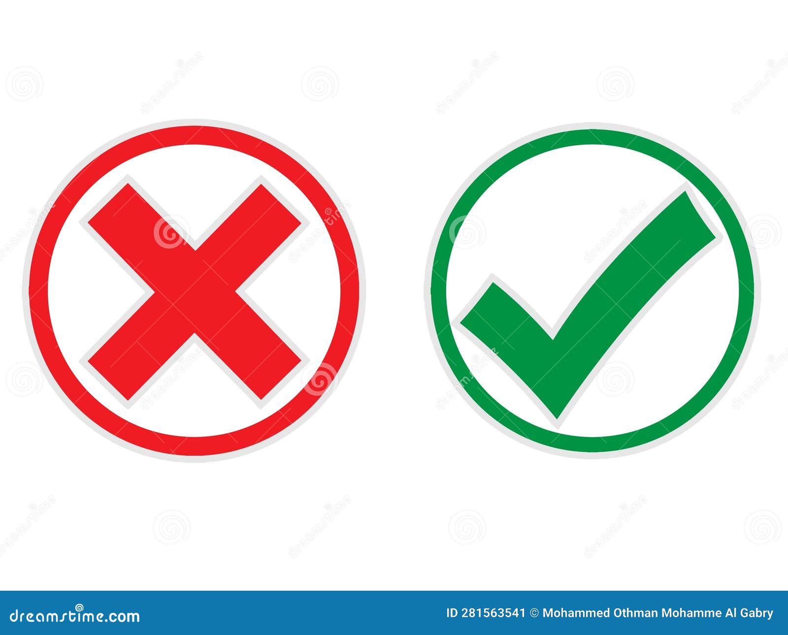 Yes or No Illustration. Check Mark Icon. Right and Wrong, Check Symbol ...