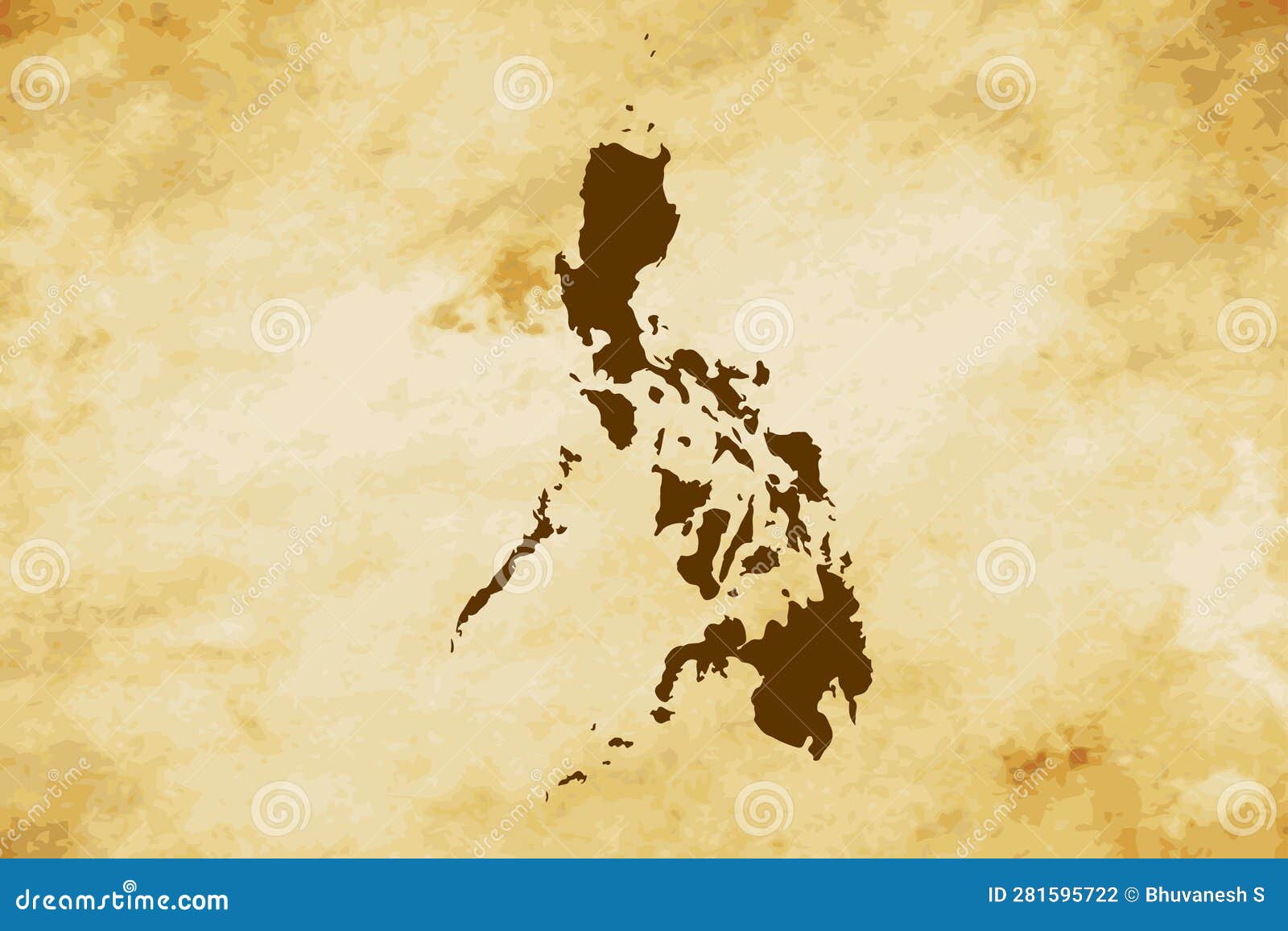 Brown Map of Country Philippines Isolated on Old Paper Grunge Texture ...
