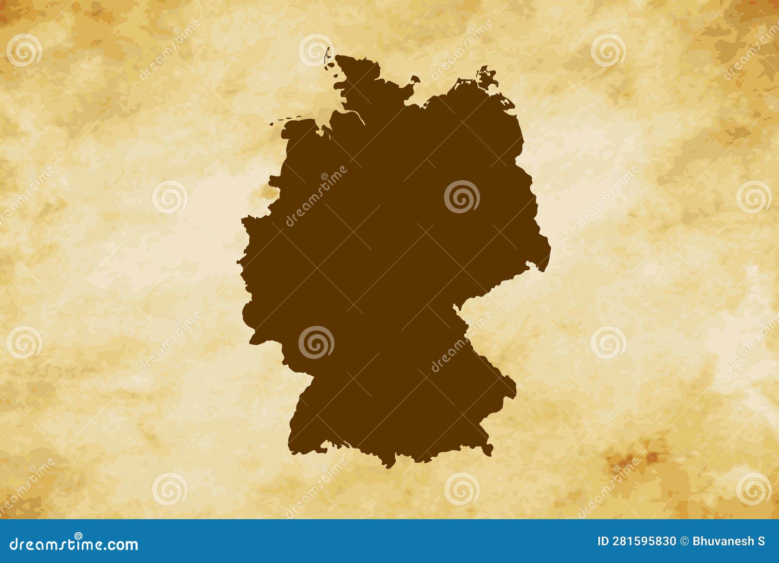 Brown Map of Country Germany Isolated on Old Paper Grunge Texture ...
