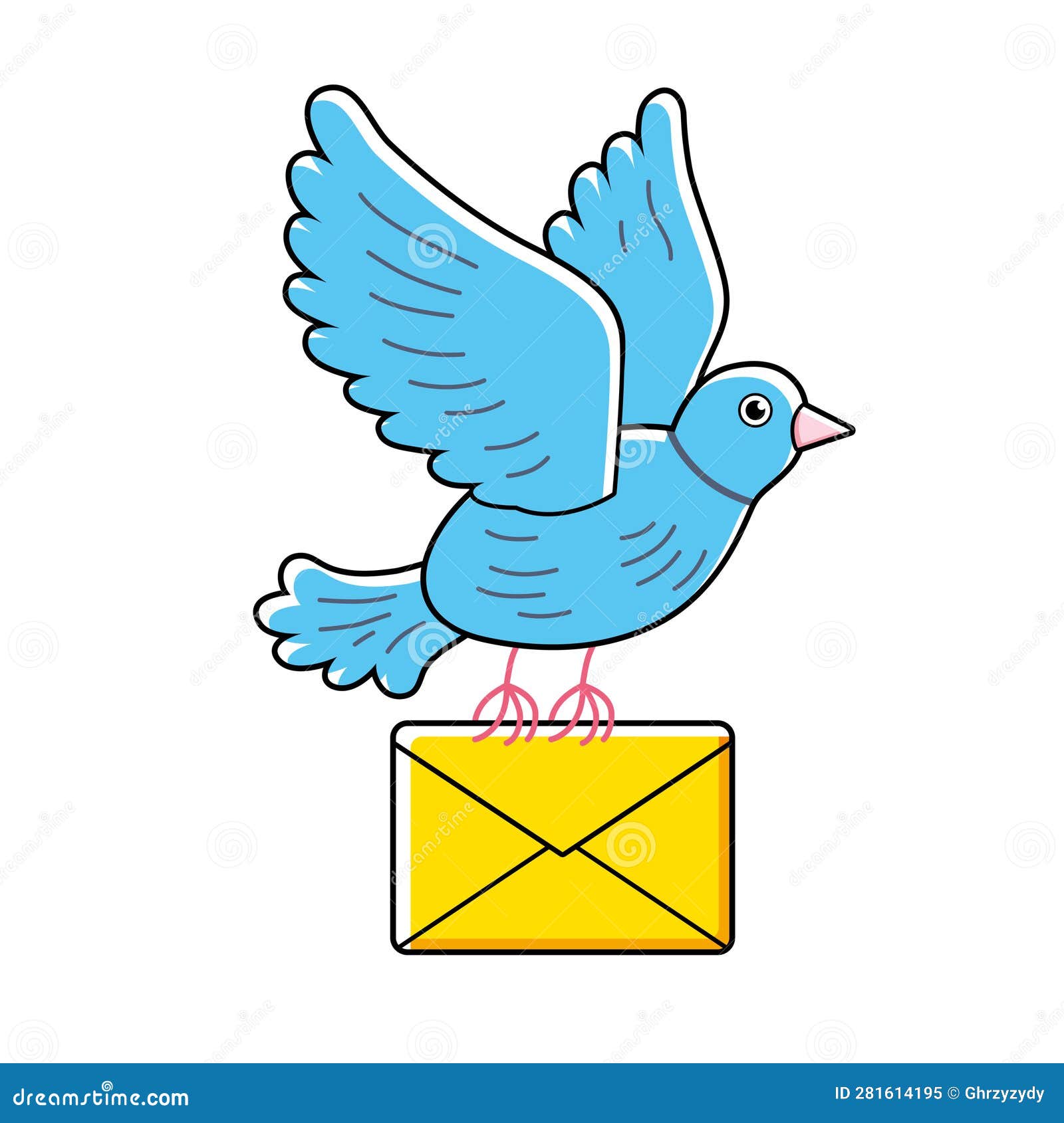 Dove Mail, Pigeon Bird with an Envelope. Stock Vector - Illustration of ...