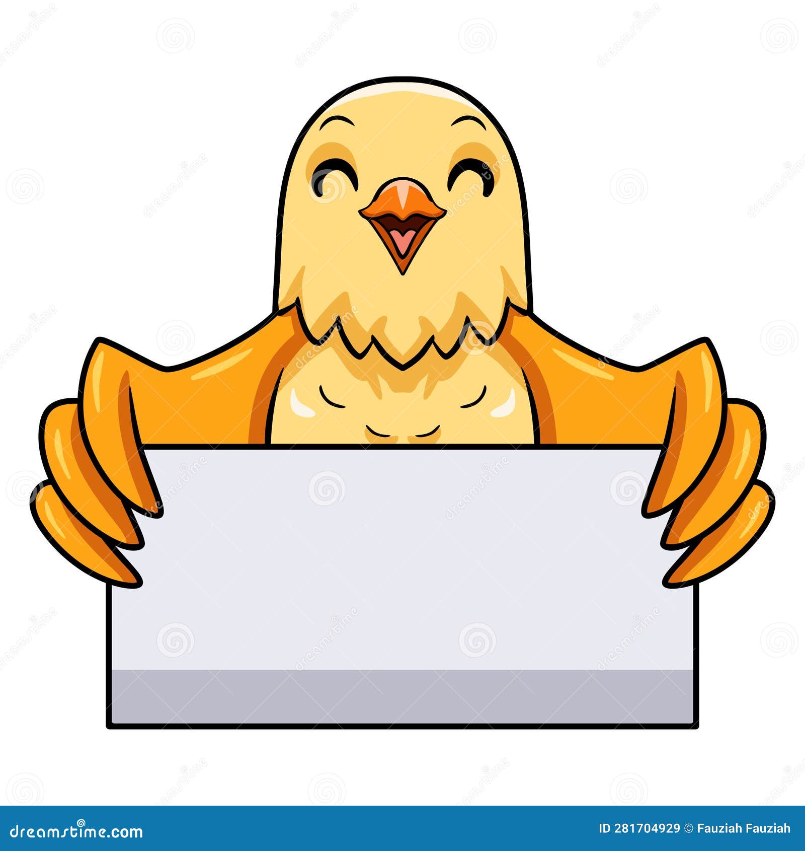 Cute Creamino Lovebird Cartoon Holding Blank Sign Stock Vector ...