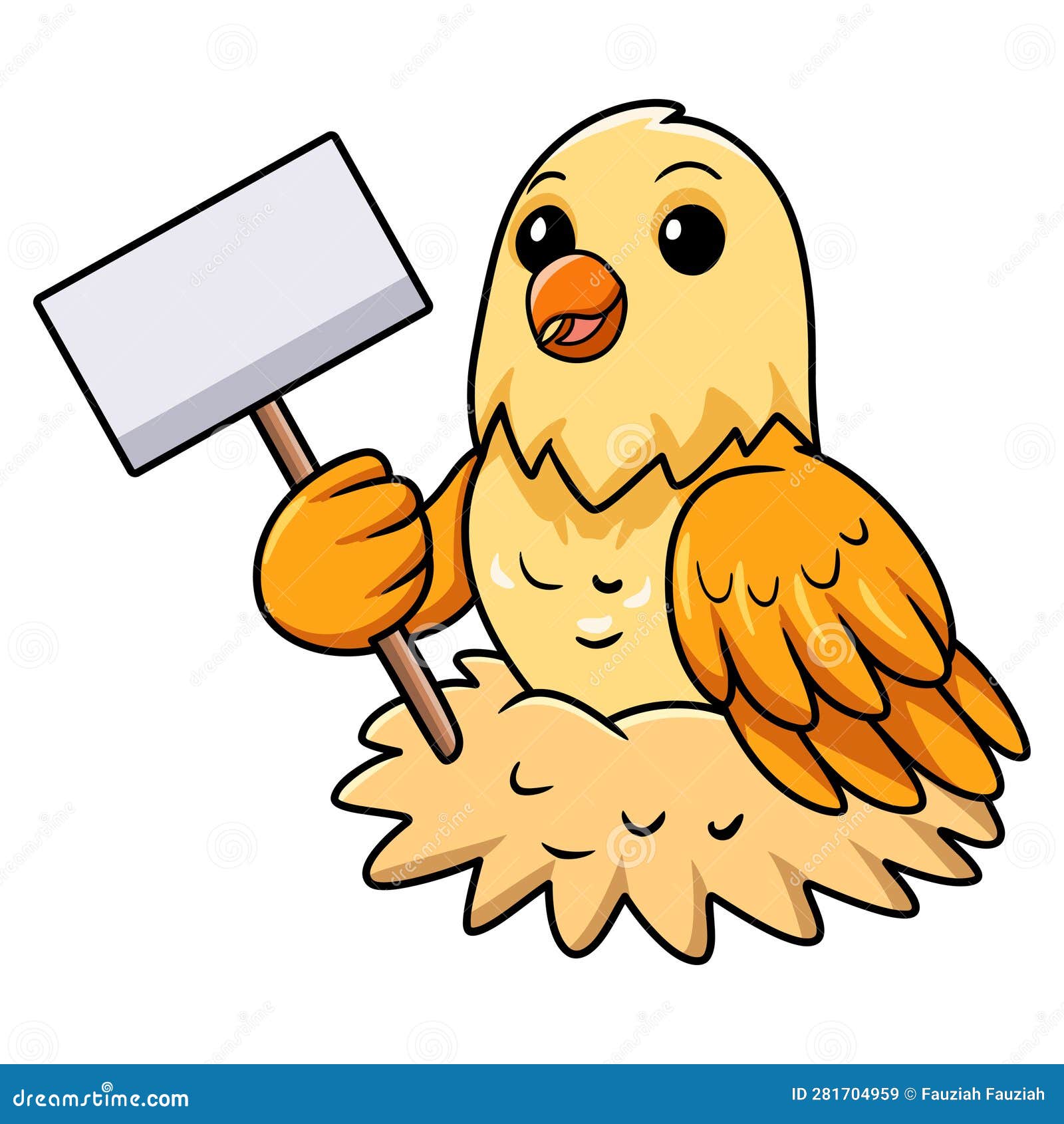 Cute Creamino Lovebird Cartoon Holding Blank Sign Stock Vector ...