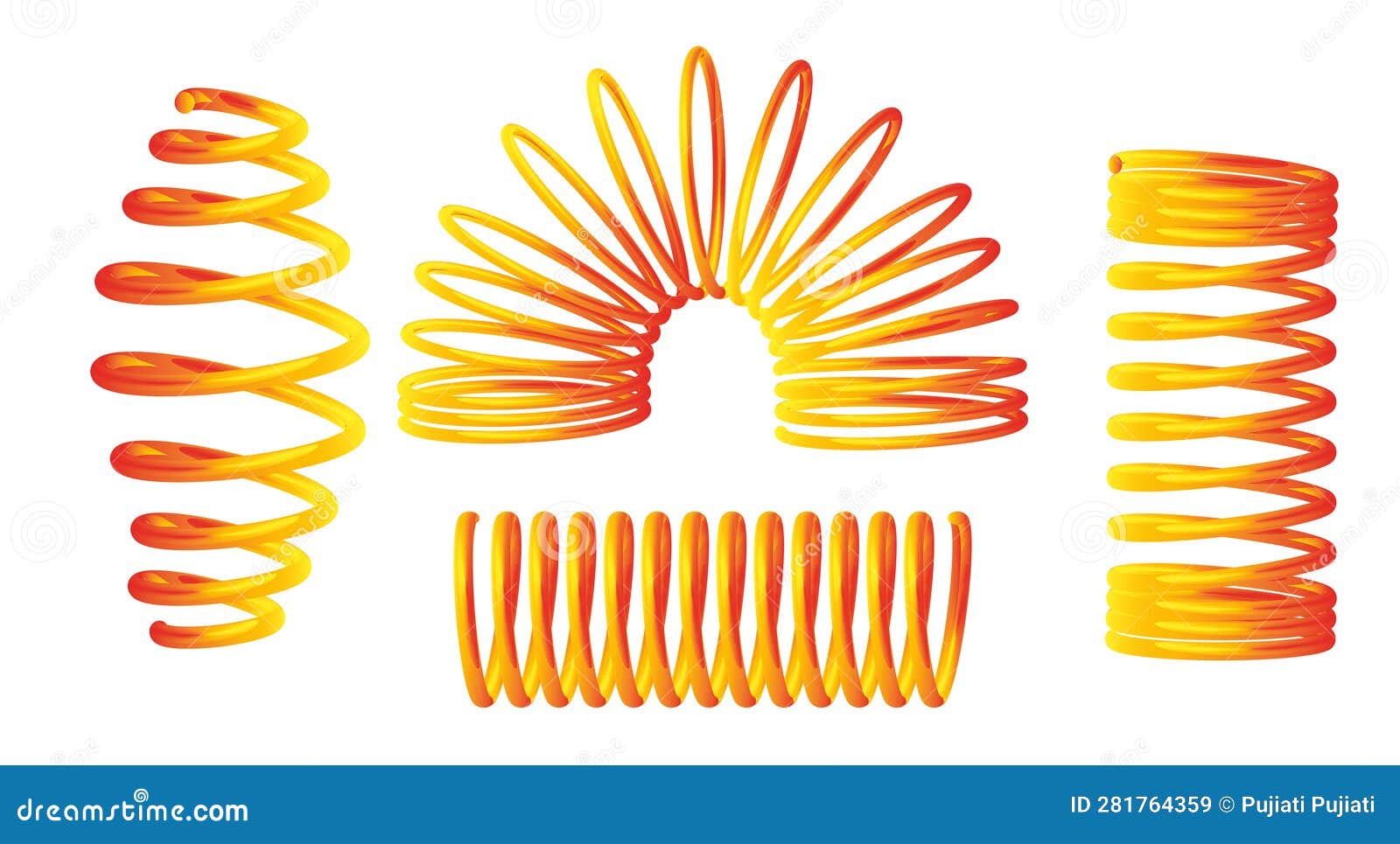 Set Coil Spring Twisted, Metal Industrial Coil Isolated. 3d Rendering ...
