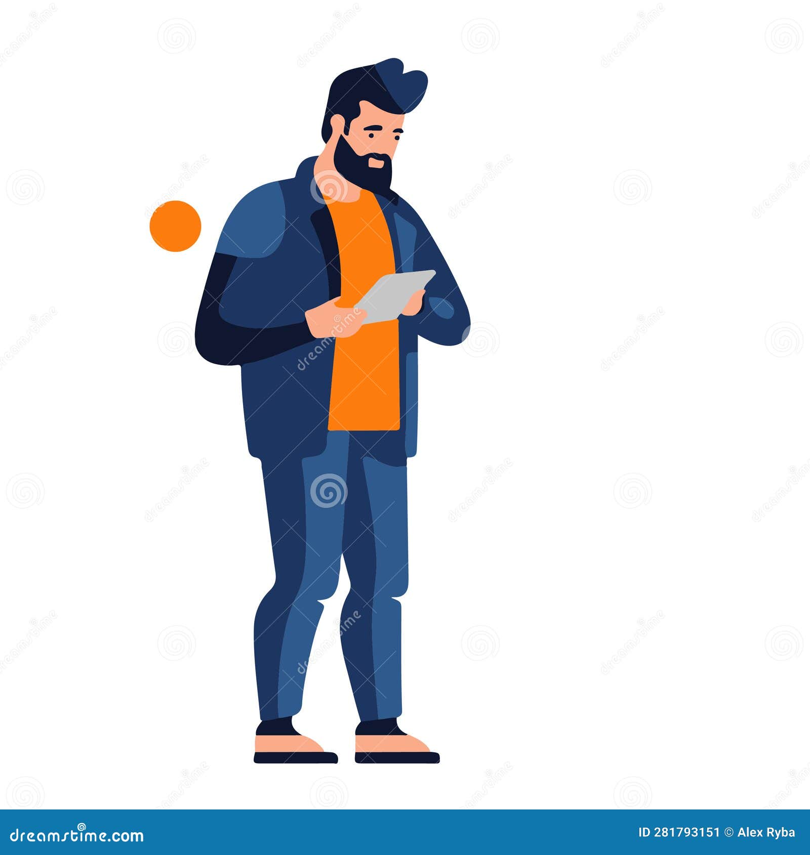 Man Standing and Looking at the Phone Vector Illustration Stock Vector ...