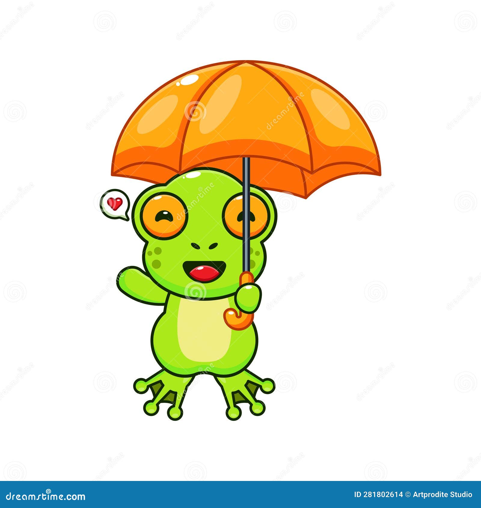 Cute Frog Holding Umbrella Cartoon Vector Illustration. Stock Vector ...