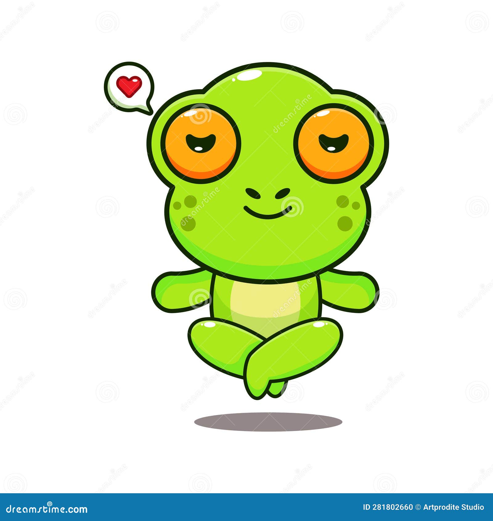 Frog Doing Yoga. Cute Cartoon Doodle Toad Sitting In Zen Pose On The ...