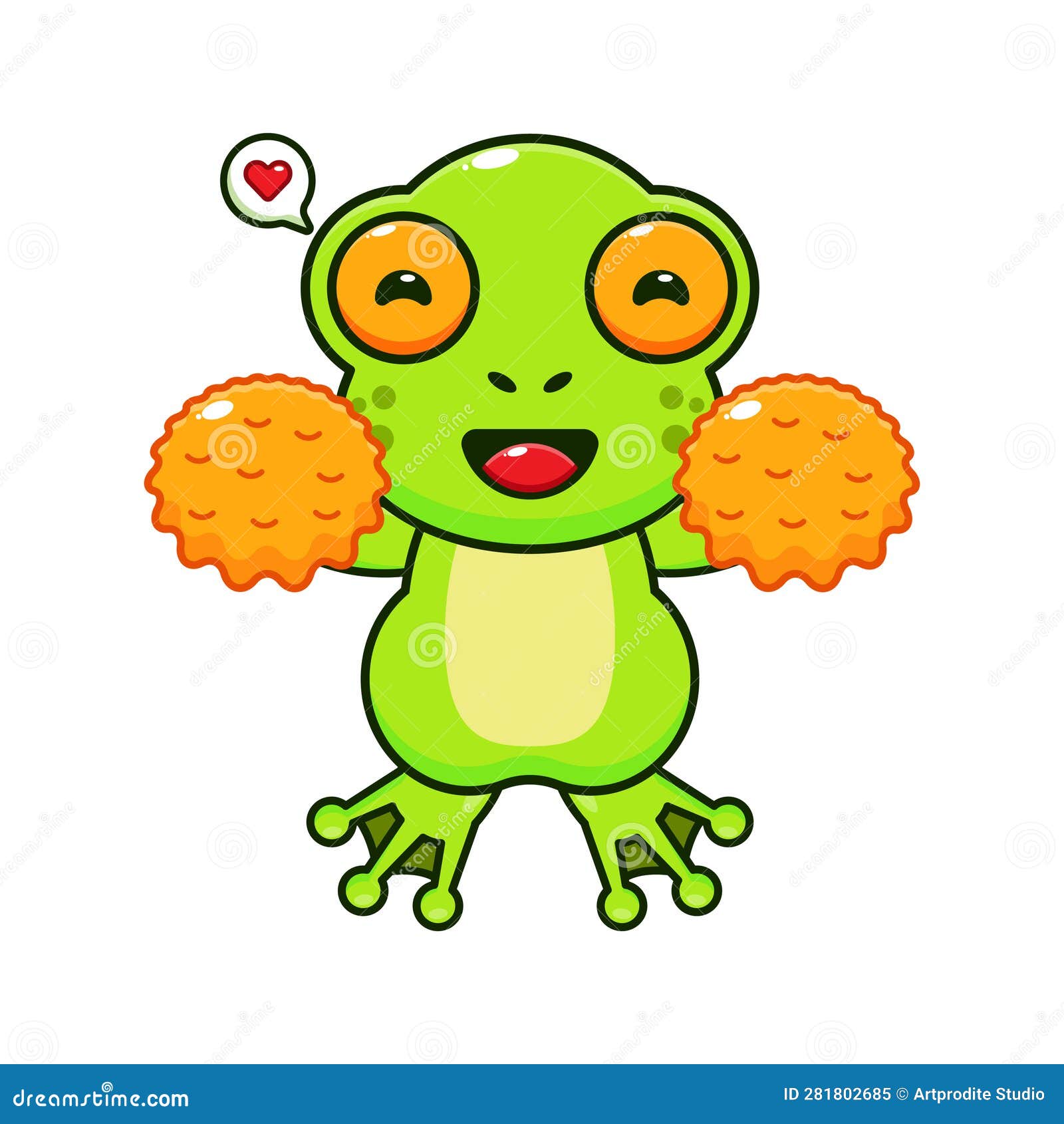 Cute Cheerleader Frog Cartoon Vector Illustration. Stock Vector ...