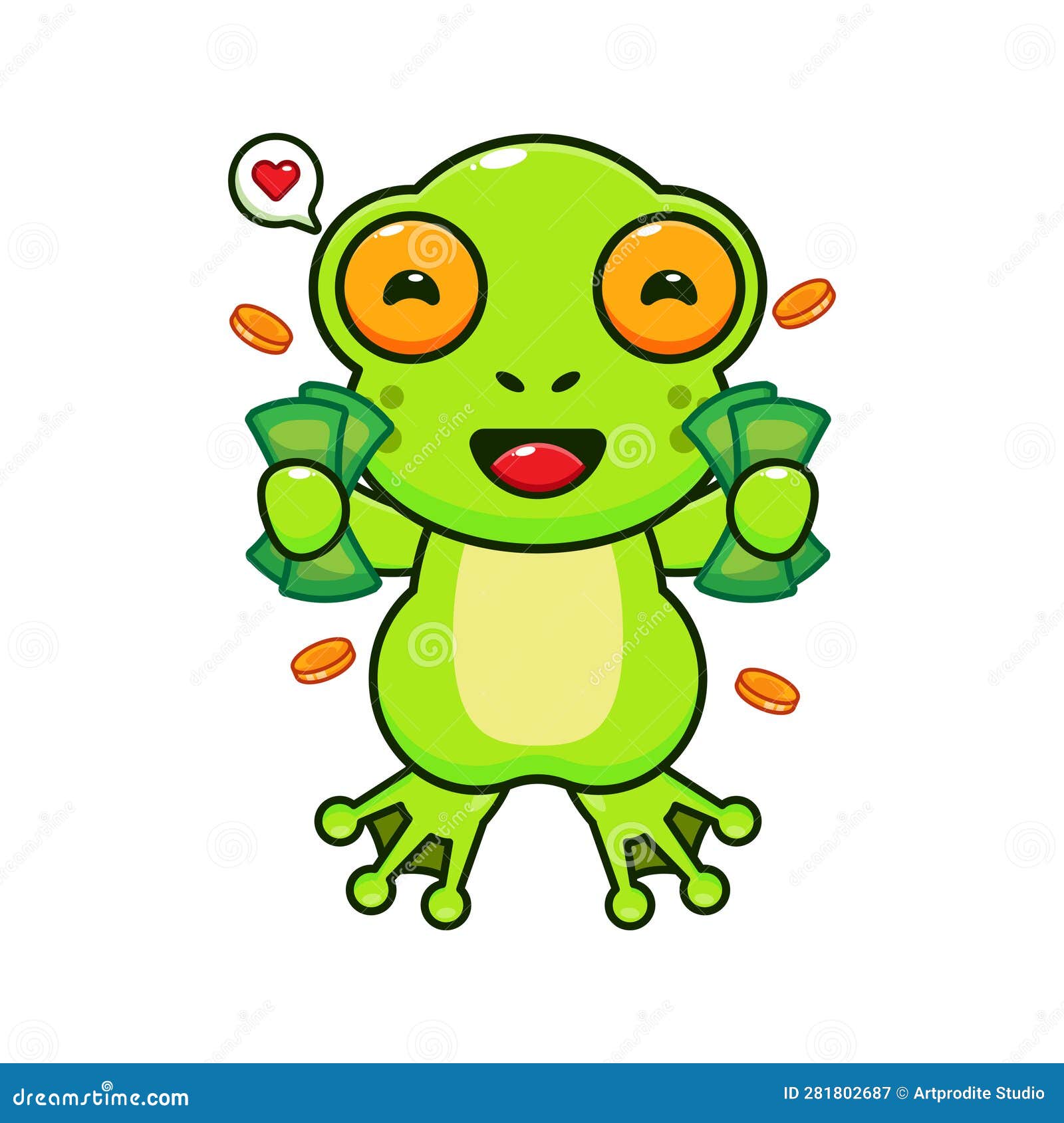 Cute Frog Holding Money Cartoon Vector Illustration. Stock Vector ...