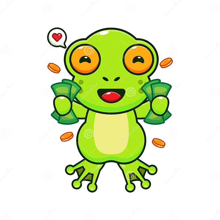 Cute Frog Holding Money Cartoon Vector Illustration. Stock Vector ...