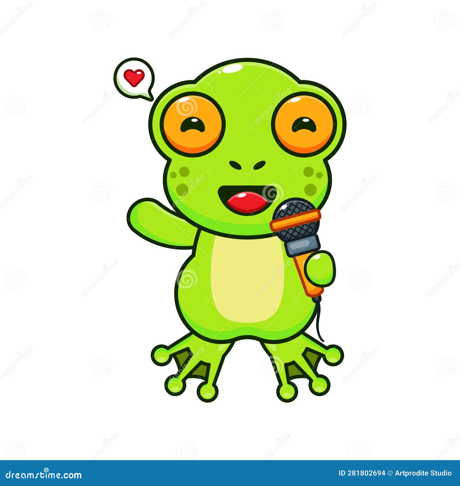 Cute Frog Holding Microphone Cartoon Vector Illustration. Stock Vector ...