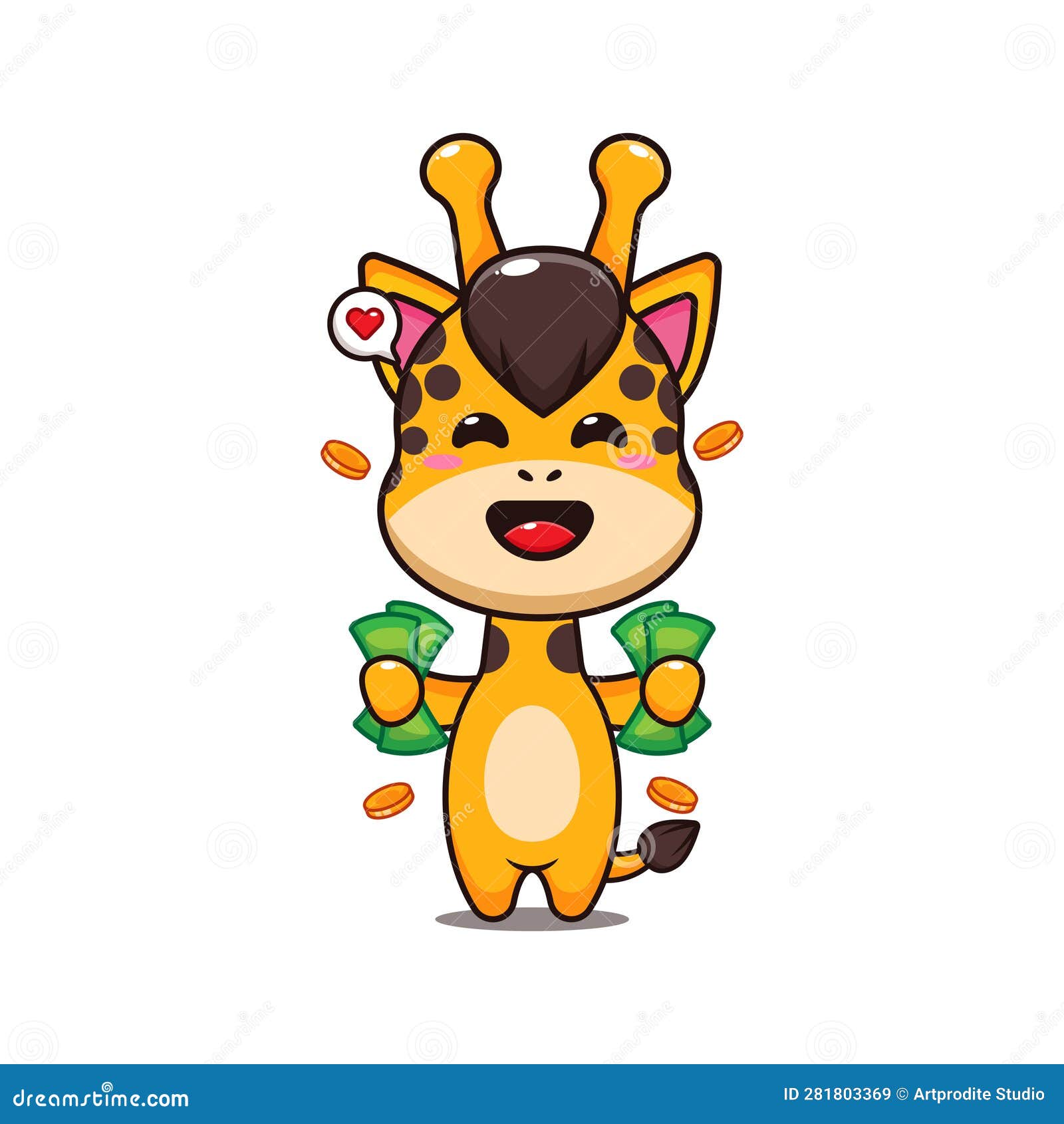 Giraffe Holding Money Cartoon Vector Illustration. Stock Vector ...