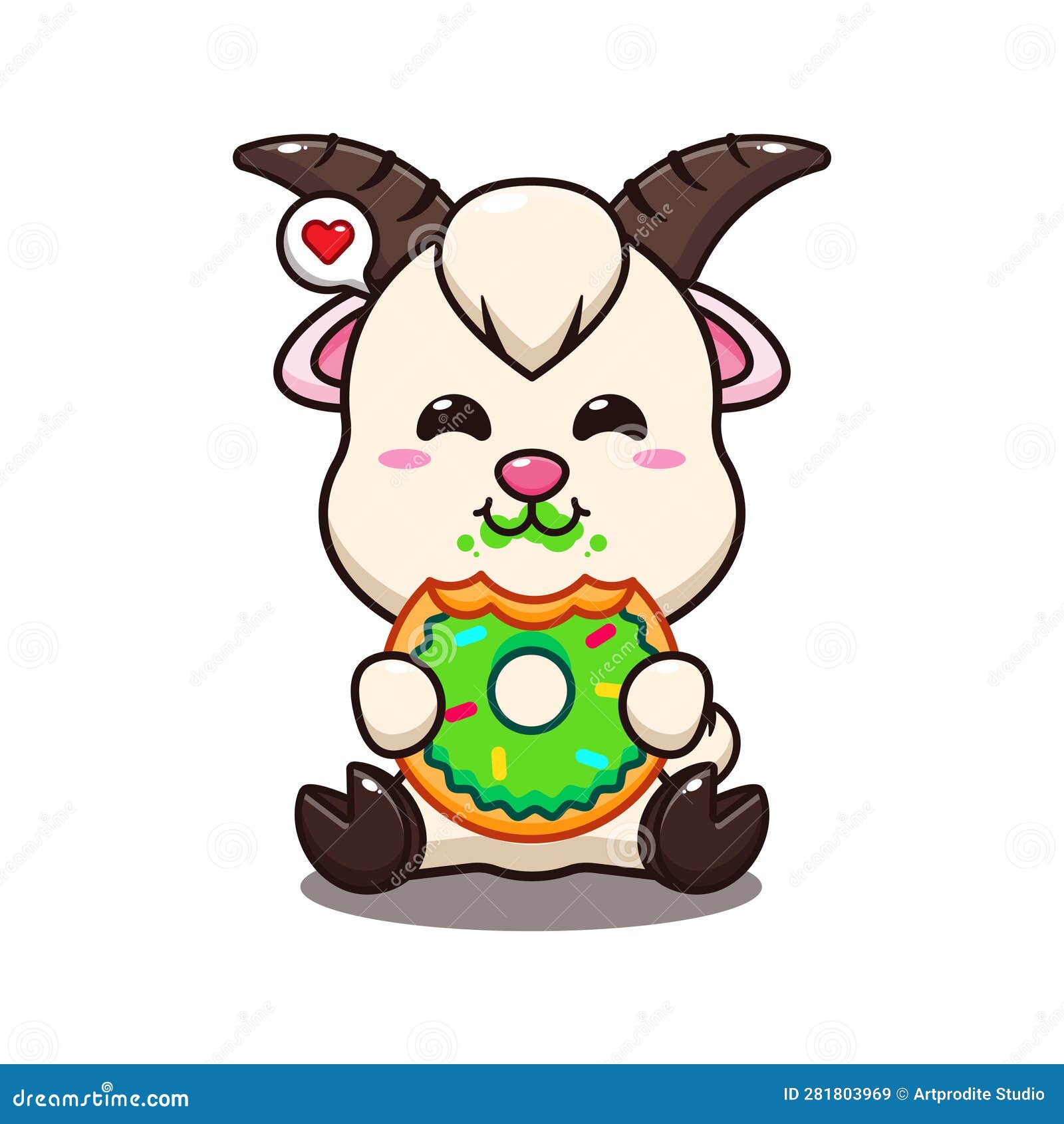 Goat Eating Donut Cartoon Vector Illustration. Stock Vector ...