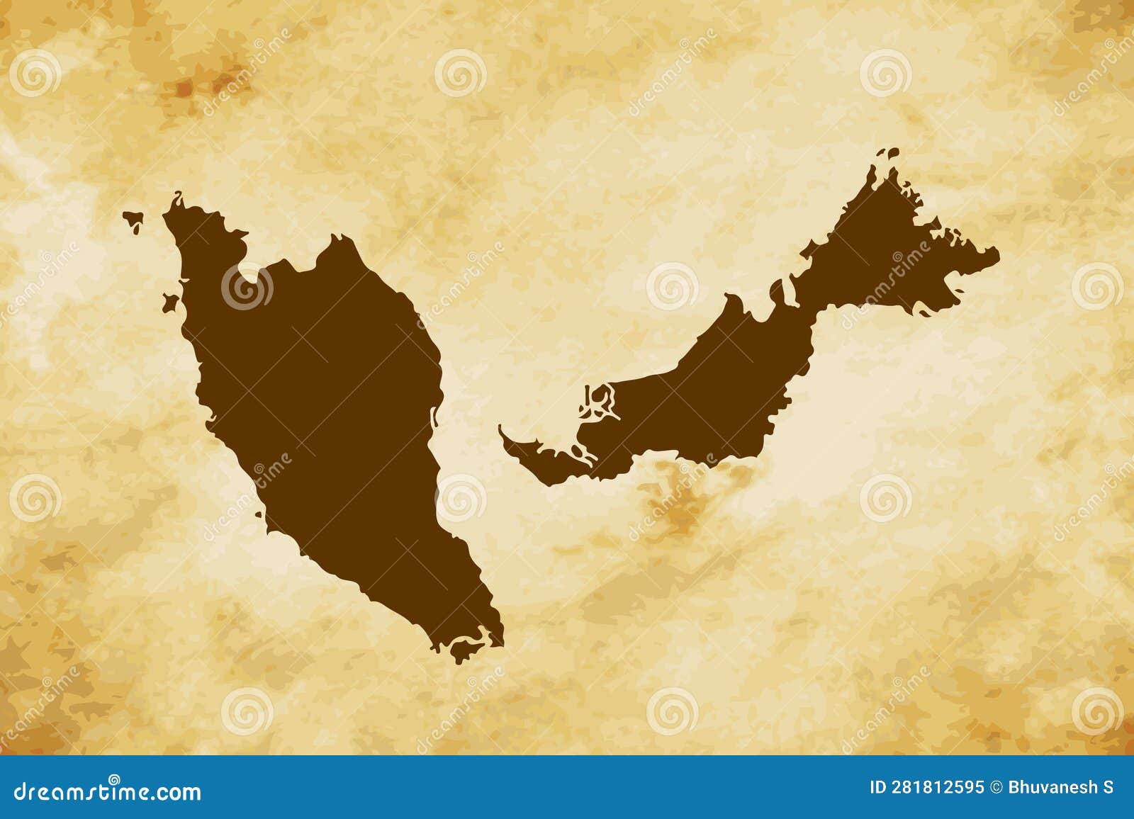 Brown Map of Country Malaysia Isolated on Old Paper Grunge Texture ...