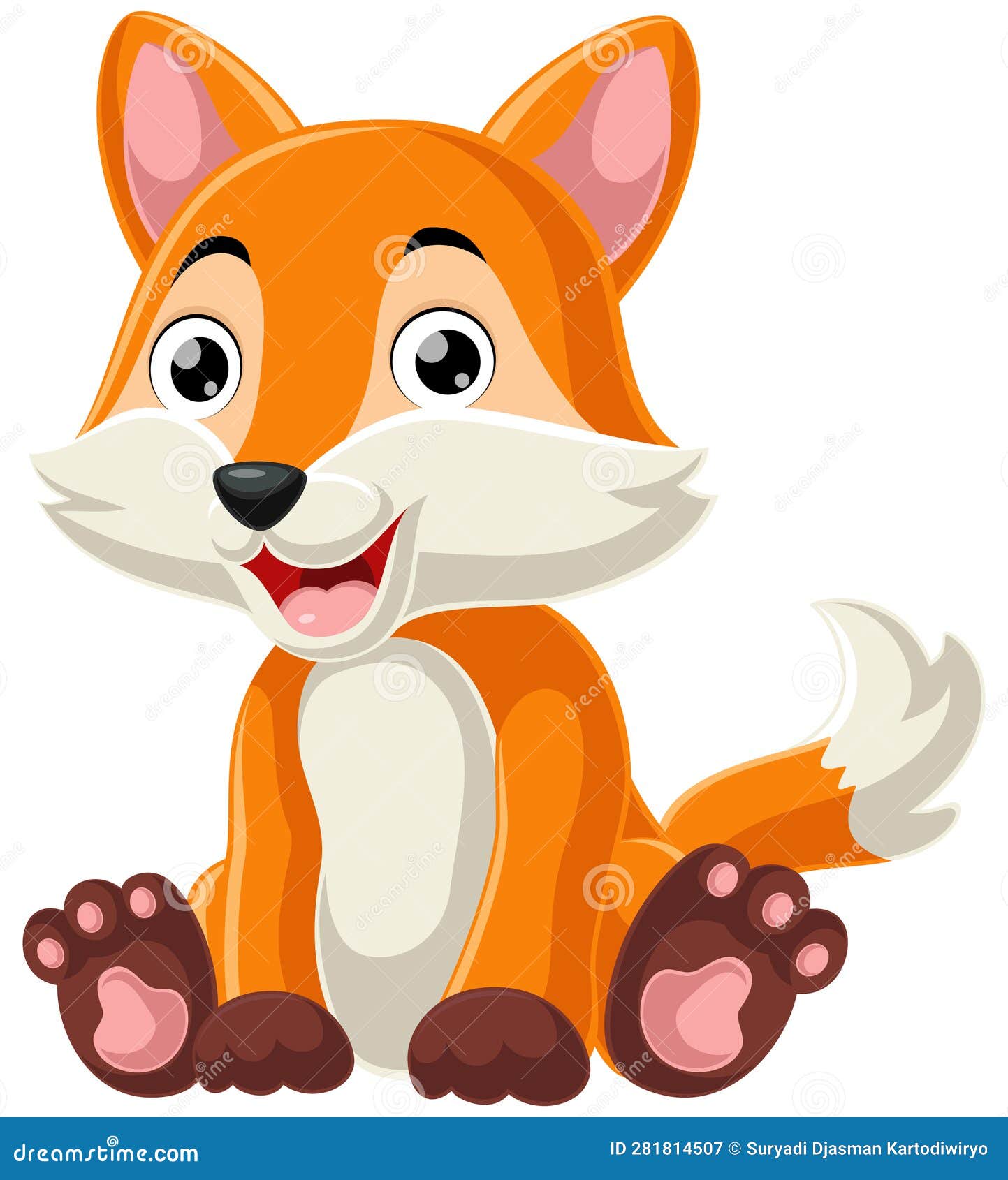 Cute Little Fox Cartoon Sitting Stock Vector - Illustration of mascot ...