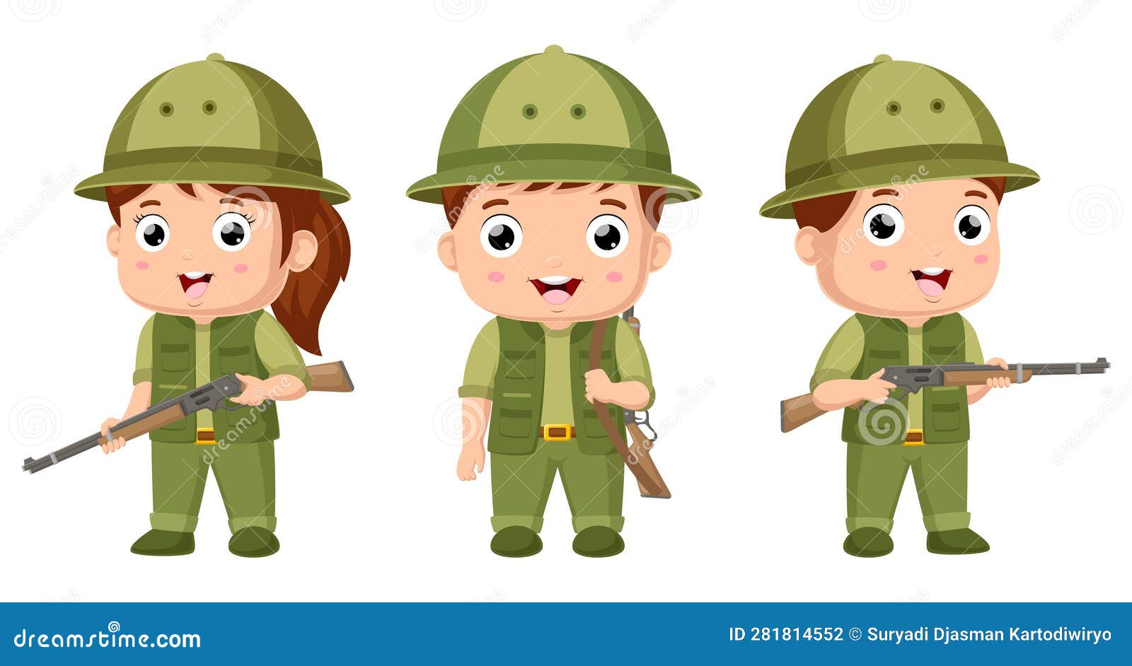 Set of Cute Forester Kid Cartoon Stock Vector - Illustration of ...