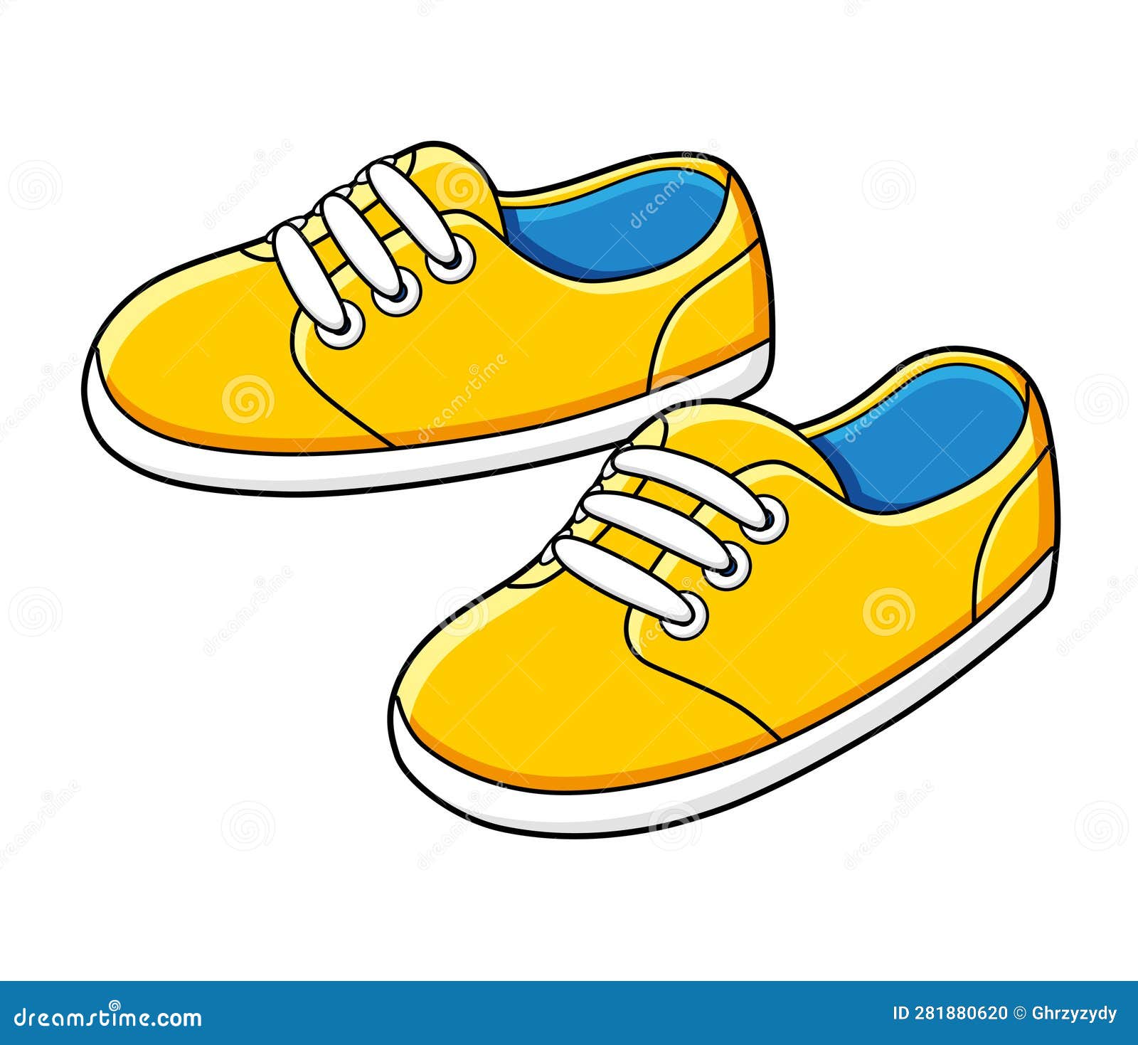 Yellow sneakers pair stock vector. Illustration of cartoon - 281880620