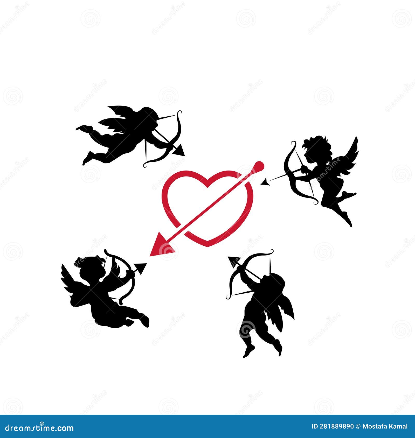 Cupid Icon Set. Love and Valentine S Day Symbol. Cupid Shooting Arrow ...