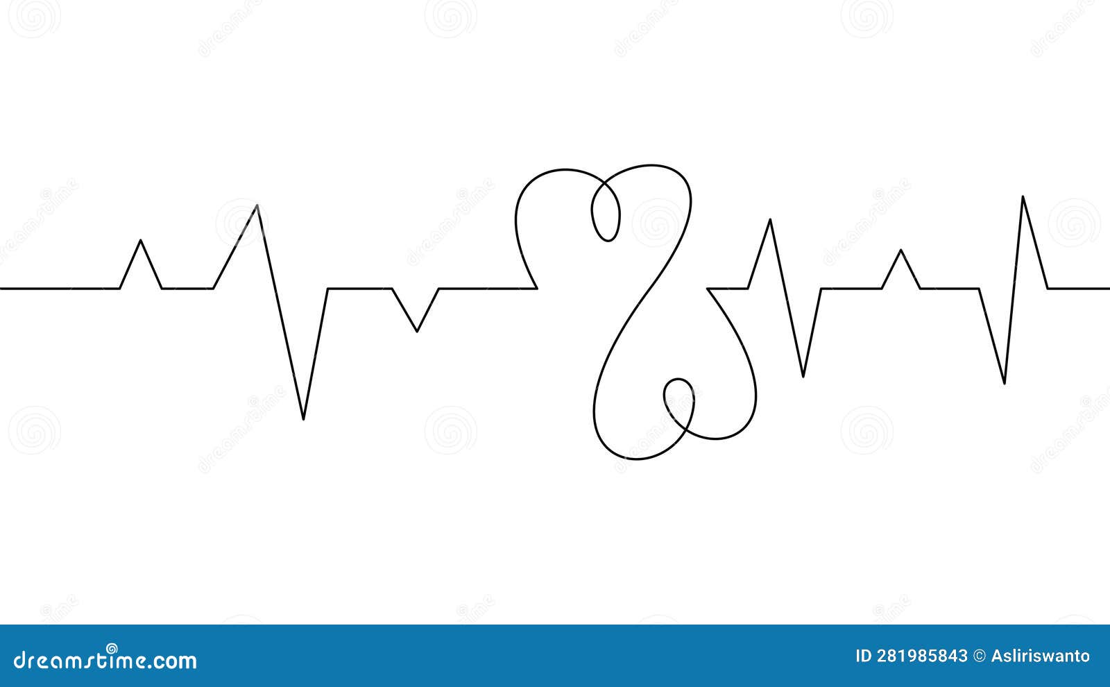 Heart Heartbeat Graphic Illustration in Continuous Line Art Style Stock ...
