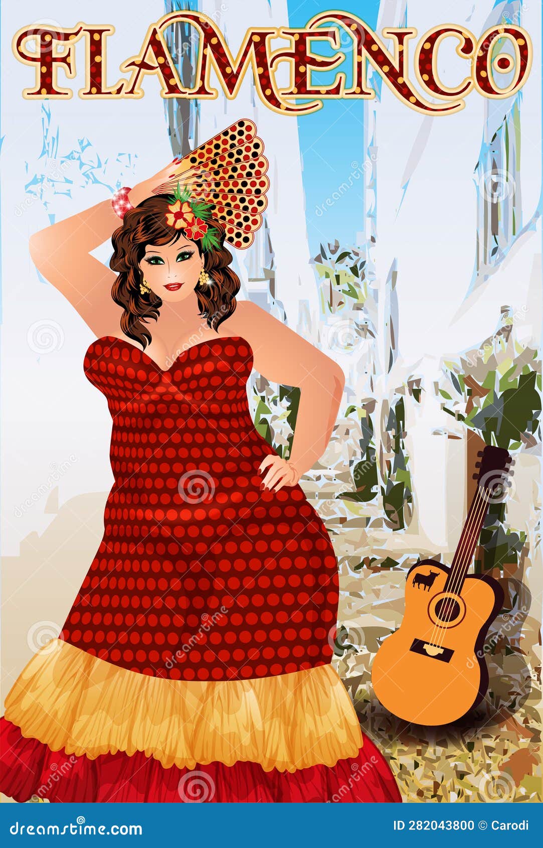 Flamenco Dance Spanish Fat Woman with Guitar, Andalusian Village Stock ...