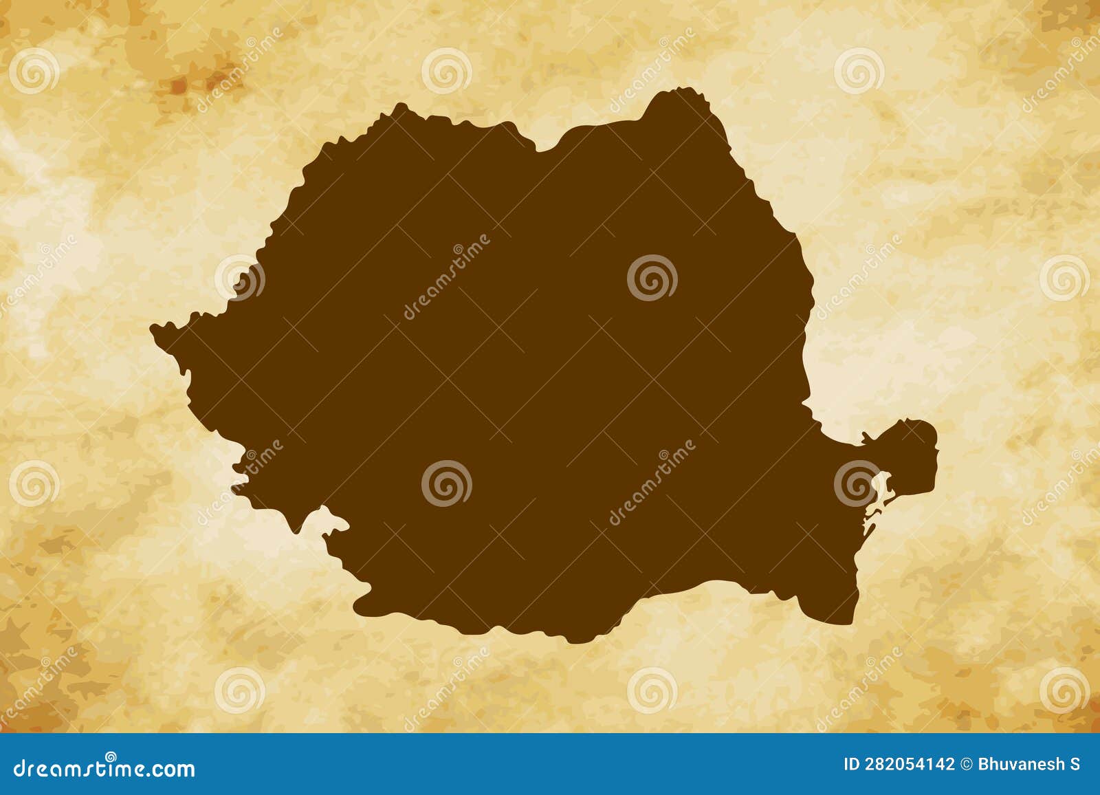 Brown Map of Country Romania Isolated on Old Paper Grunge Texture ...