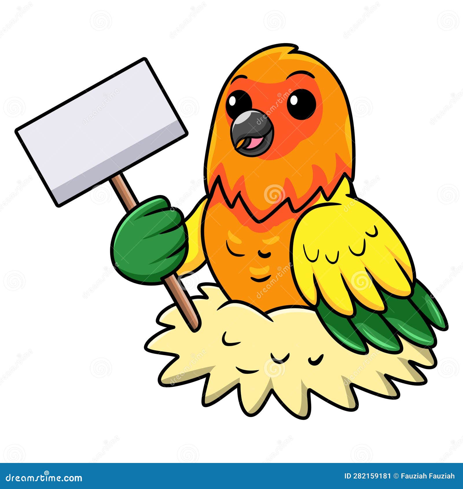 Cartoon Conure Jenday Parakeet On White Background Vector Illustration ...