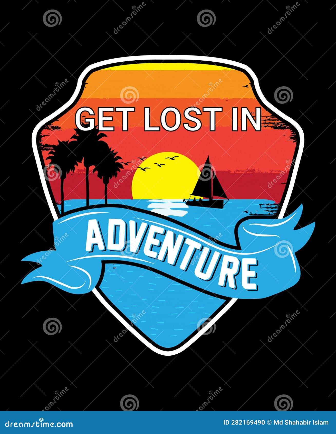 Get Lost in Adventure, Graphic T-shirt Design Stock Vector ...